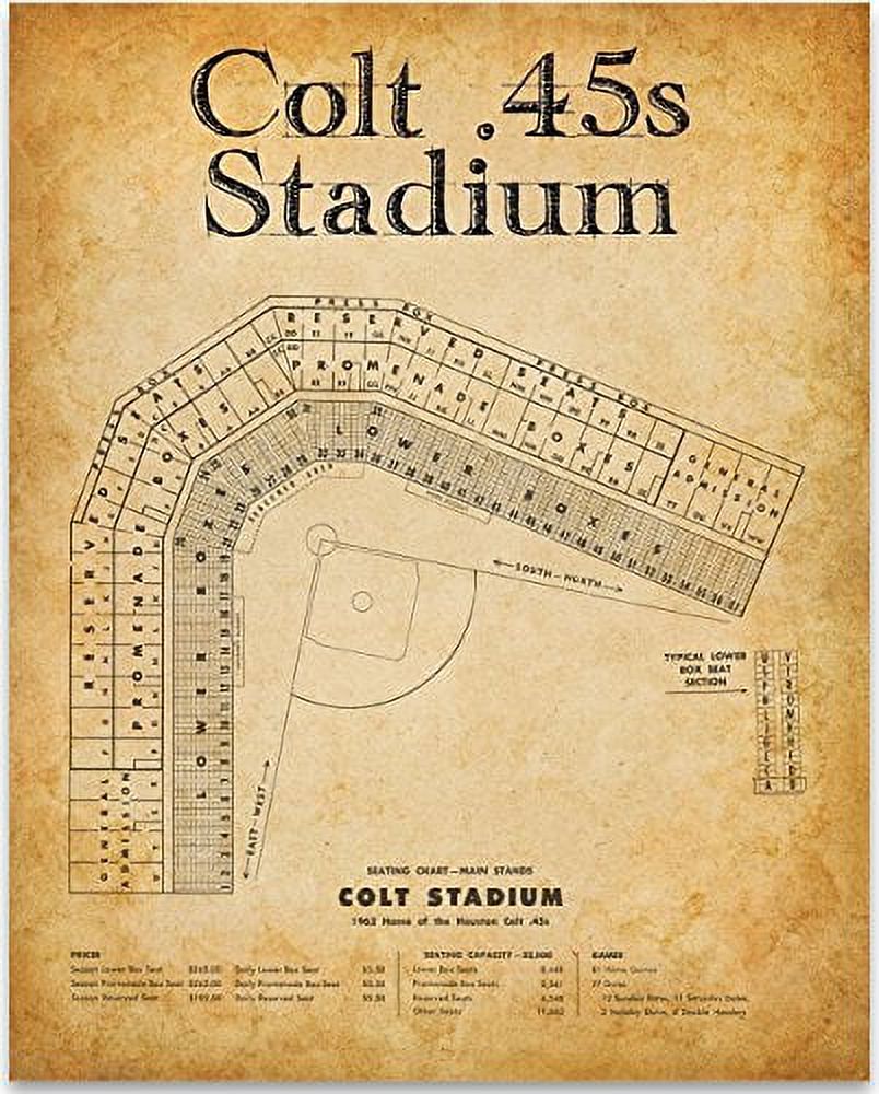 Colt 45s Baseball Stadium Seating Chart Art Print - 11x14 Unframed Art ...