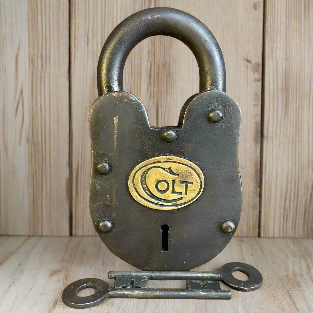 Colt Cast Iron Lock With Brass Tag & Keys (3" x 5") - Walmart.com