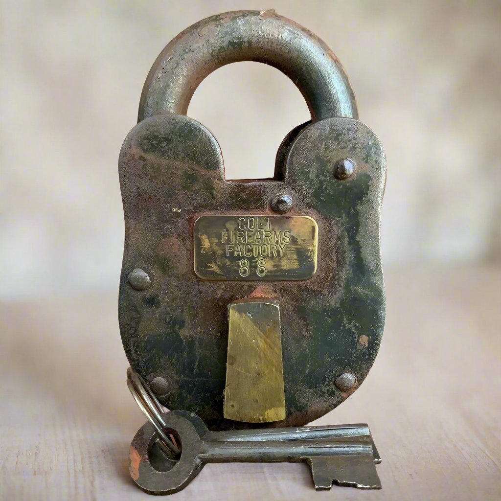 Colt Factory Cast Iron Lock & Keys With Antique Finish (3" x 5 ...