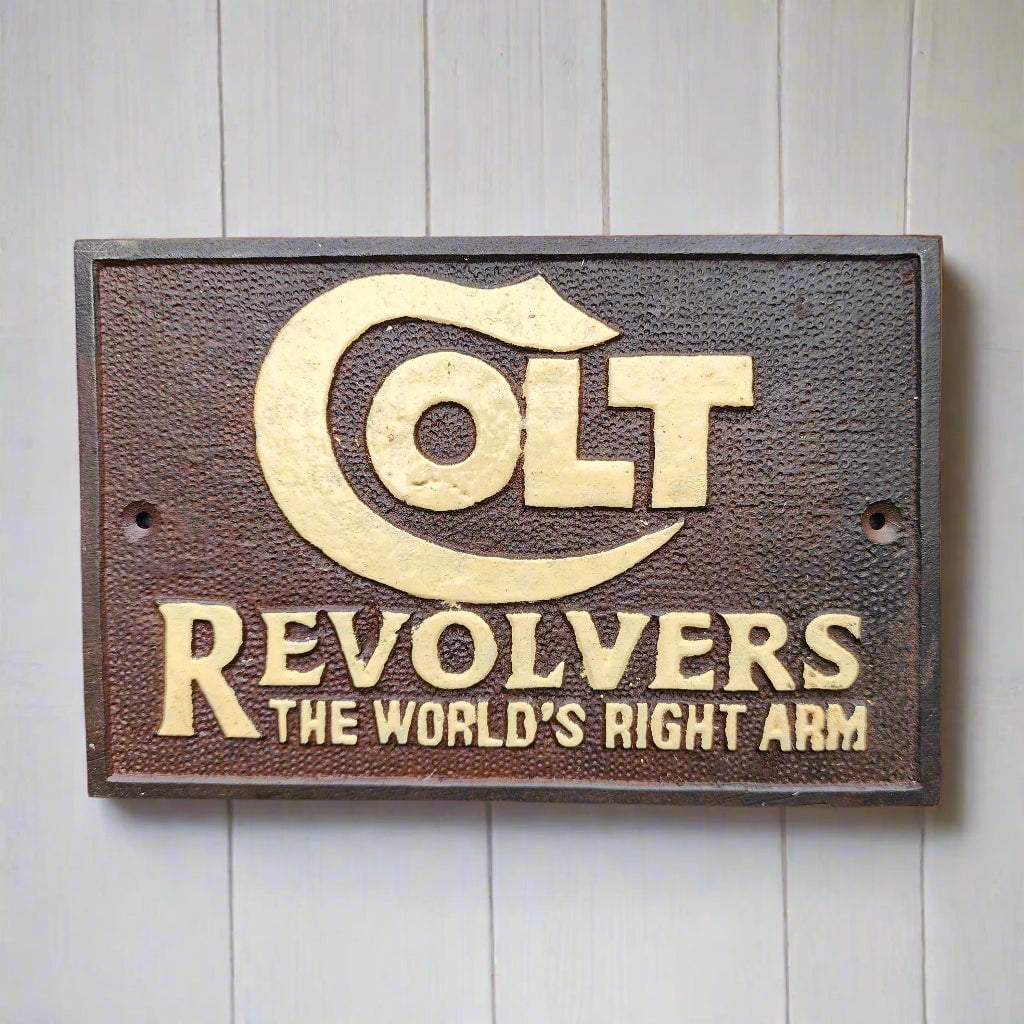 Colt Revolvers Cast Iron Plaque With Raised Lettering & Antique Finish ...
