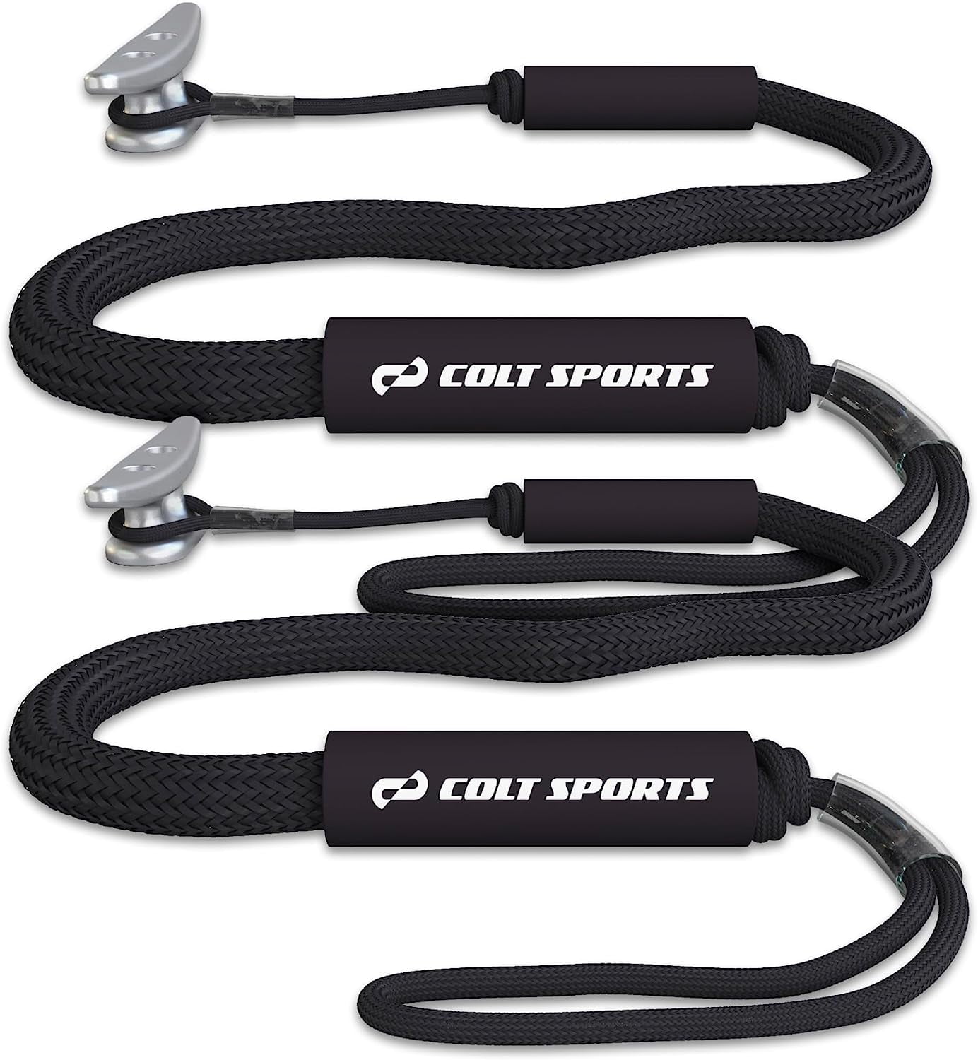 Colt Sports 2 Pack Bungee Dock Lines Mooring Rope for Boats - Black 7 ...