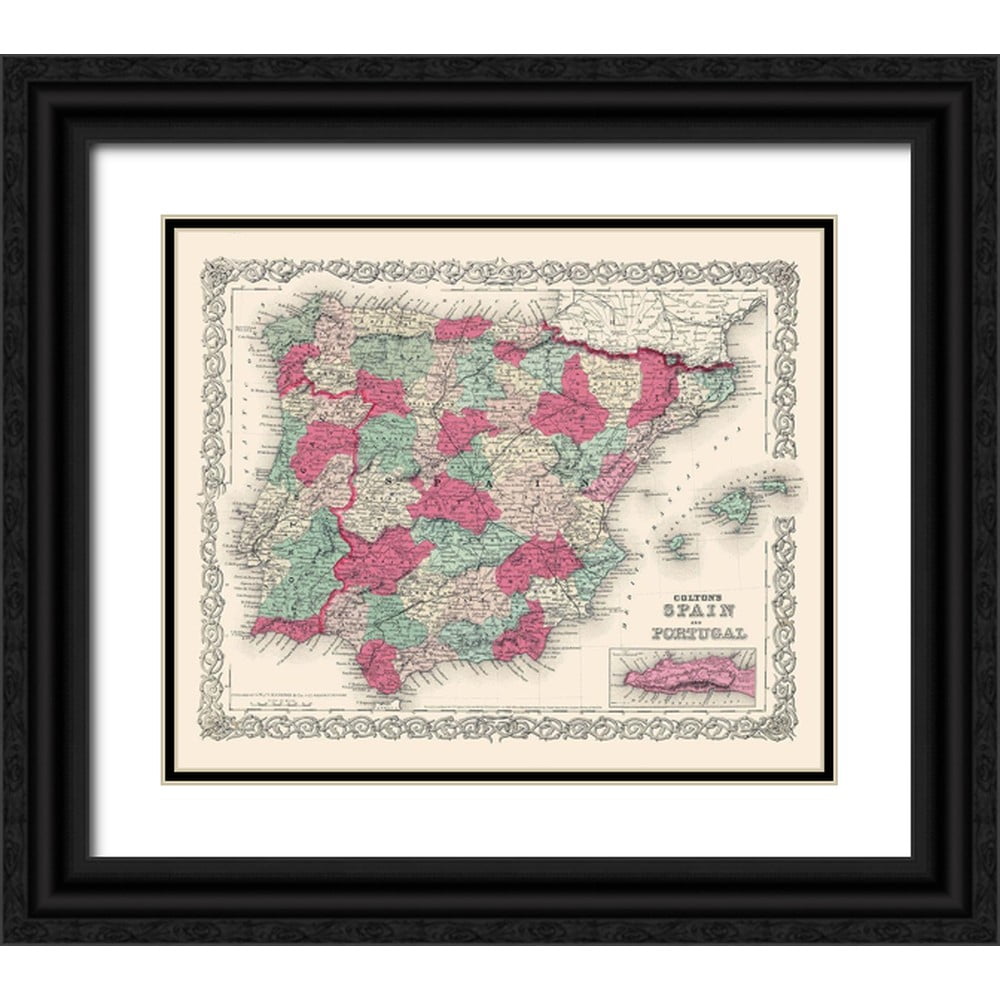 Colton 30x26 Black Ornate Wood Framed with Double Matting Museum Art ...