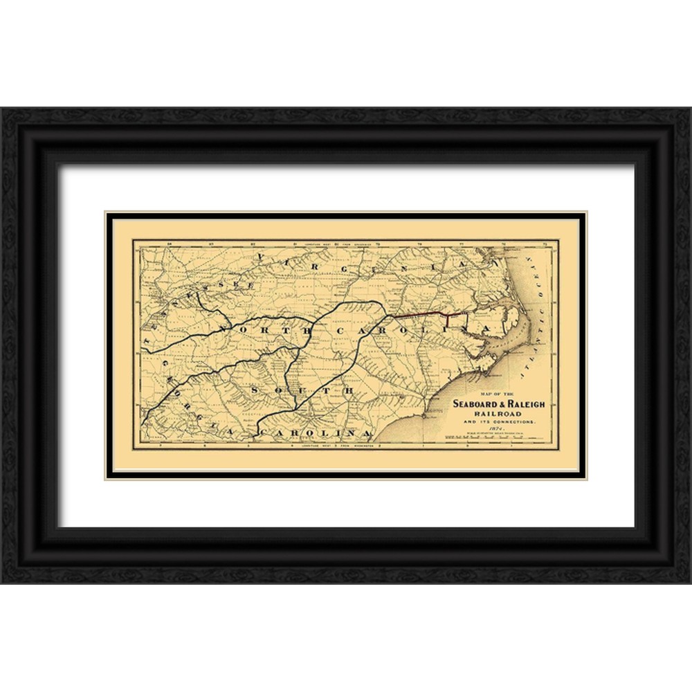 Colton 32x19 Black Ornate Wood Framed with Double Matting Museum Art ...