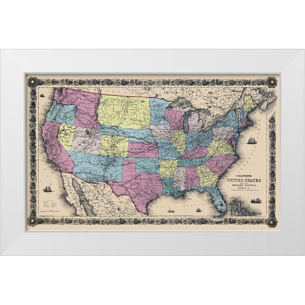 Colton 32x21 White Modern Wood Framed Museum Art Print Titled - US with ...