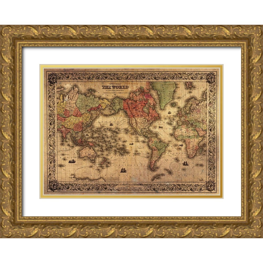 Colton 32x24 Gold Ornate Wood Framed with Double Matting Museum Art ...