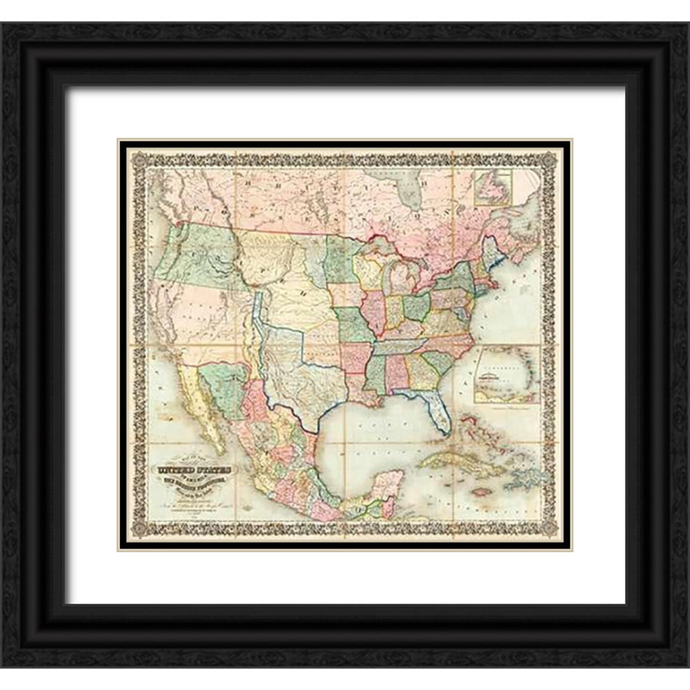 Colton, J. H 13x12 Black Ornate Wood Framed with Double Matting Museum ...
