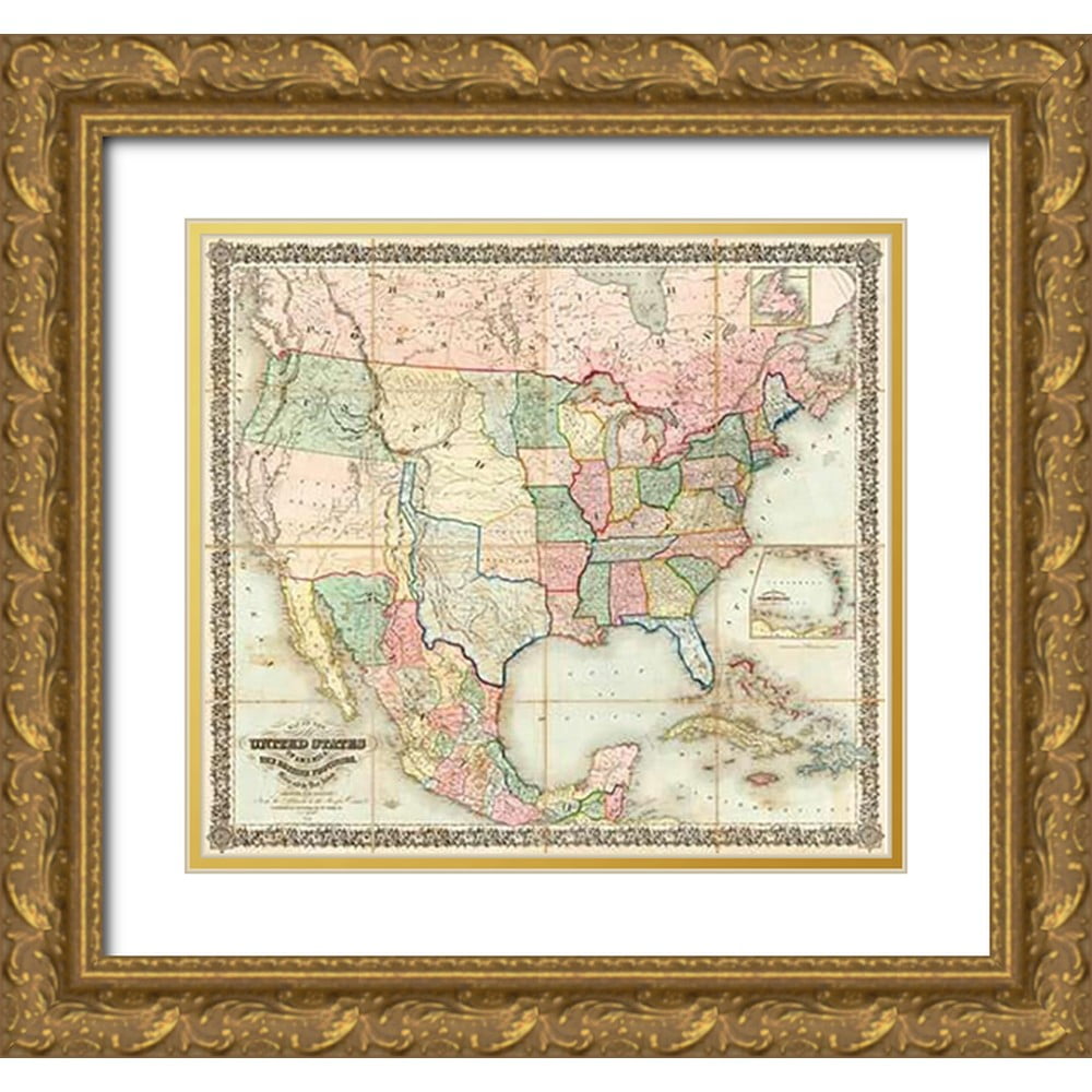 Colton, J. H 28x26 Gold Ornate Wood Framed with Double Matting Museum ...