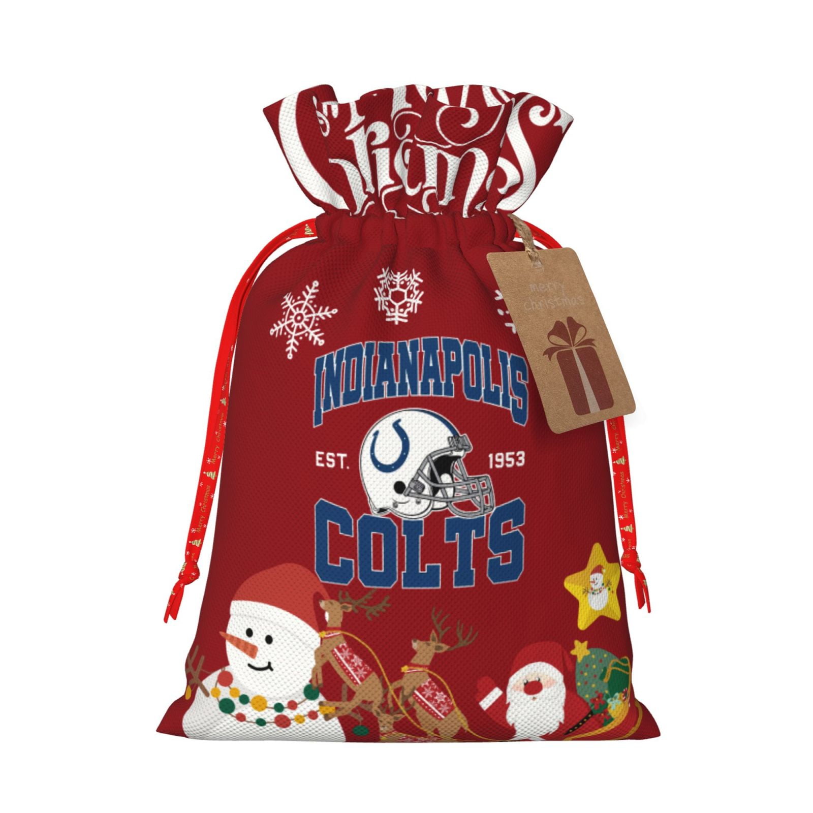 Colts Christmas Linen Drawstring Gift Bag, Holiday Gift Packaging ...
