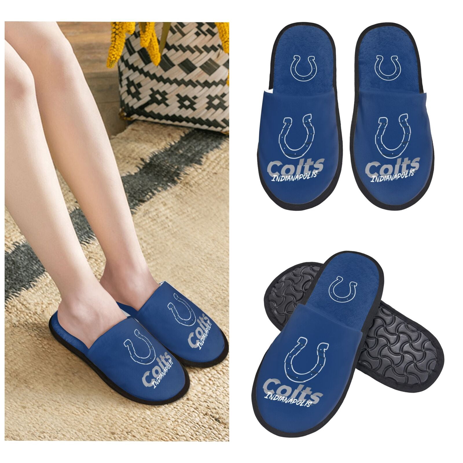 Colts Football Team Logo Autumn And Winter Home Indoor Cotton Slippers ...