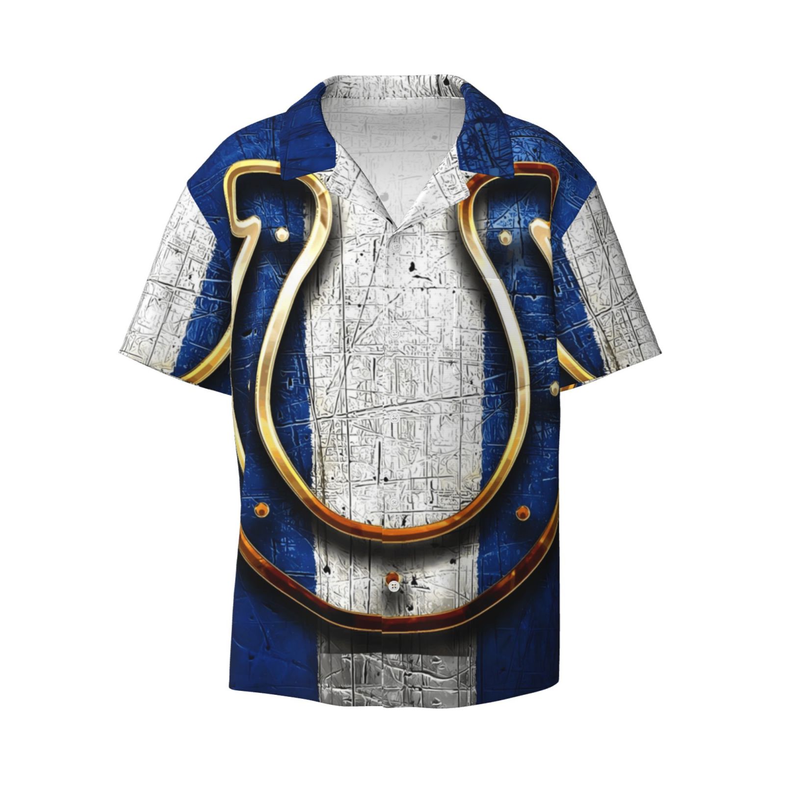 Colts Men's Casual Short Sleeved Shirt Football Team Logo Button Down ...