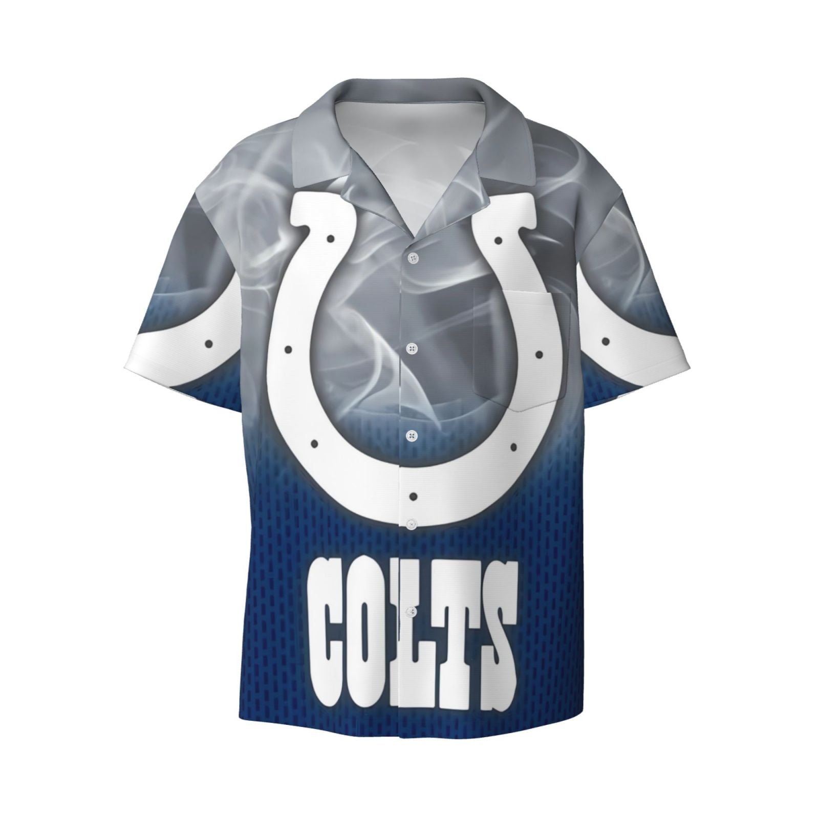 Colts Men's Casual Short Sleeved Shirt Football Team Logo Button Down ...