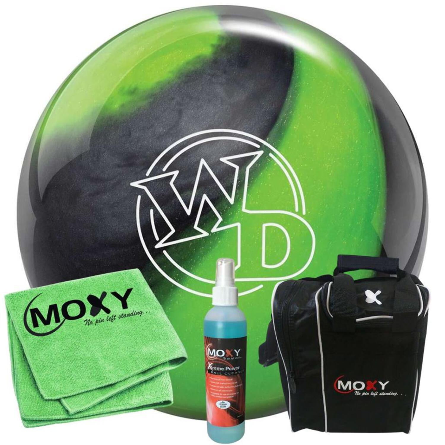 Columbia 300 White Dot Lime/Swirl Bowling Ball | Moxy Strike Black Bowling Bag | Moxy Green ...