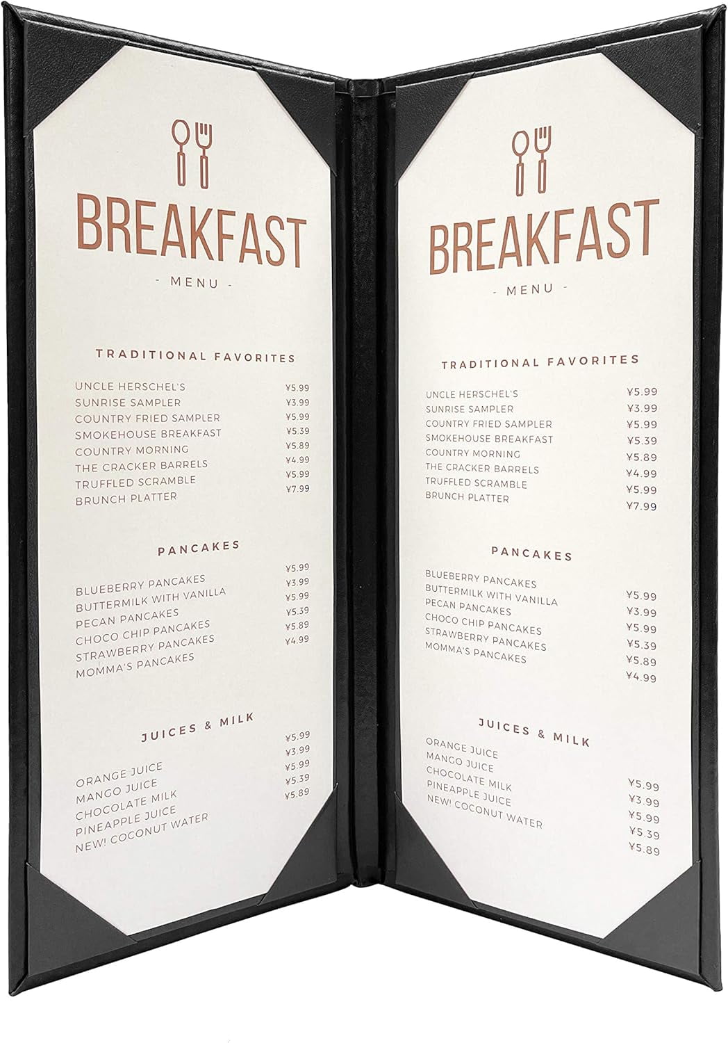 Columbia Casebound Menu Covers – 5-Pack, Black Premium Faux Leather ...