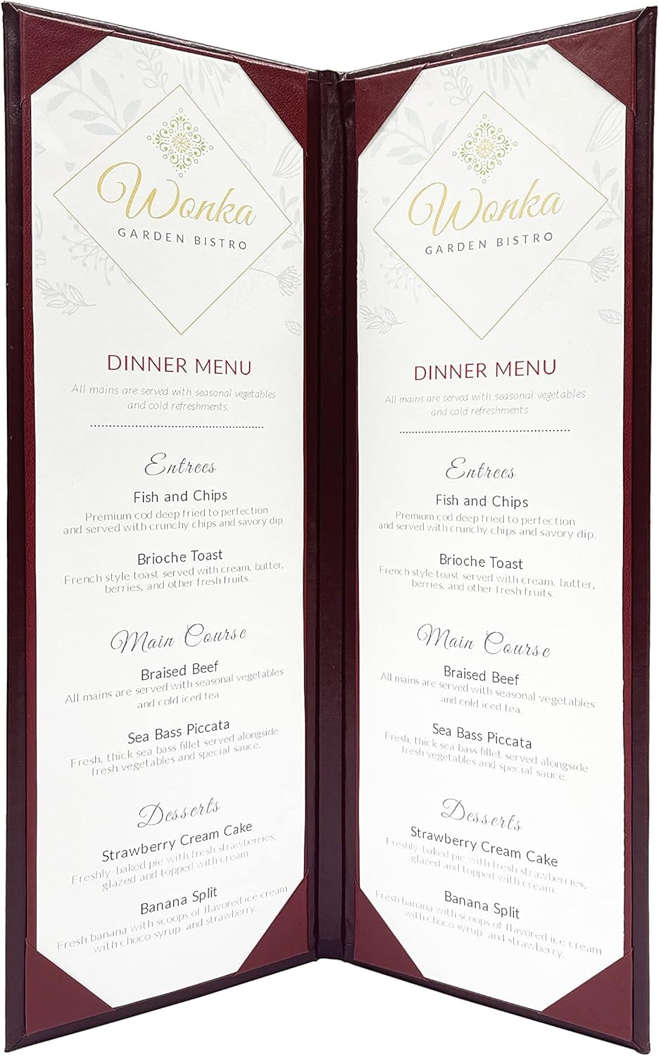 Columbia Casebound Menu Covers – 5-Pack, Burgundy Premium Faux Leather ...