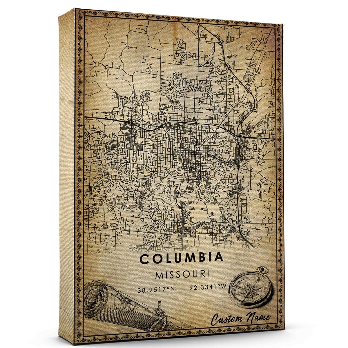 Columbia Map Poster, Missouri Map Art Poster, Canvas, Columbia Map City ...