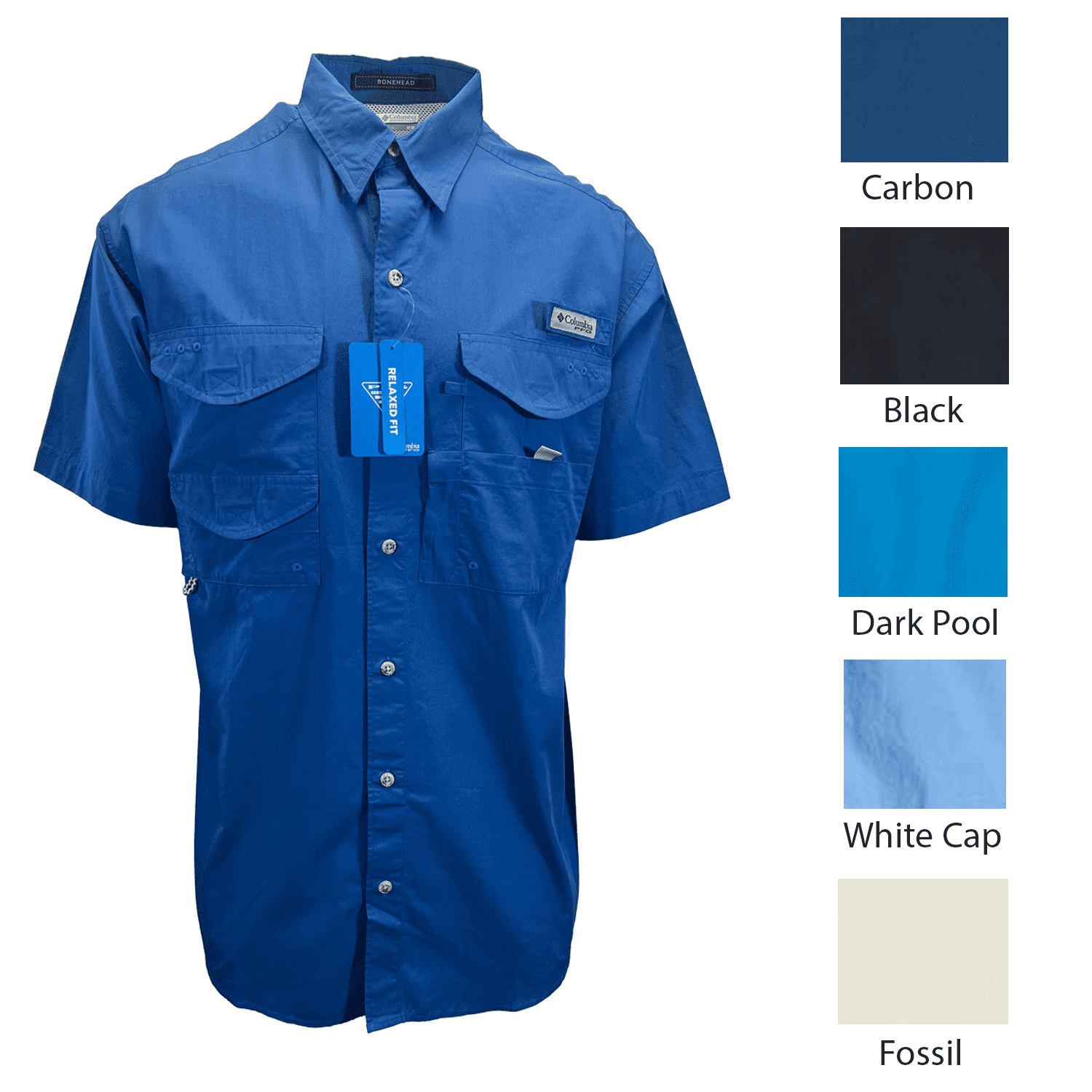 Columbia Men's Woven Shirt PFG Bonehead Short Sleeve Fishing Shirt ...