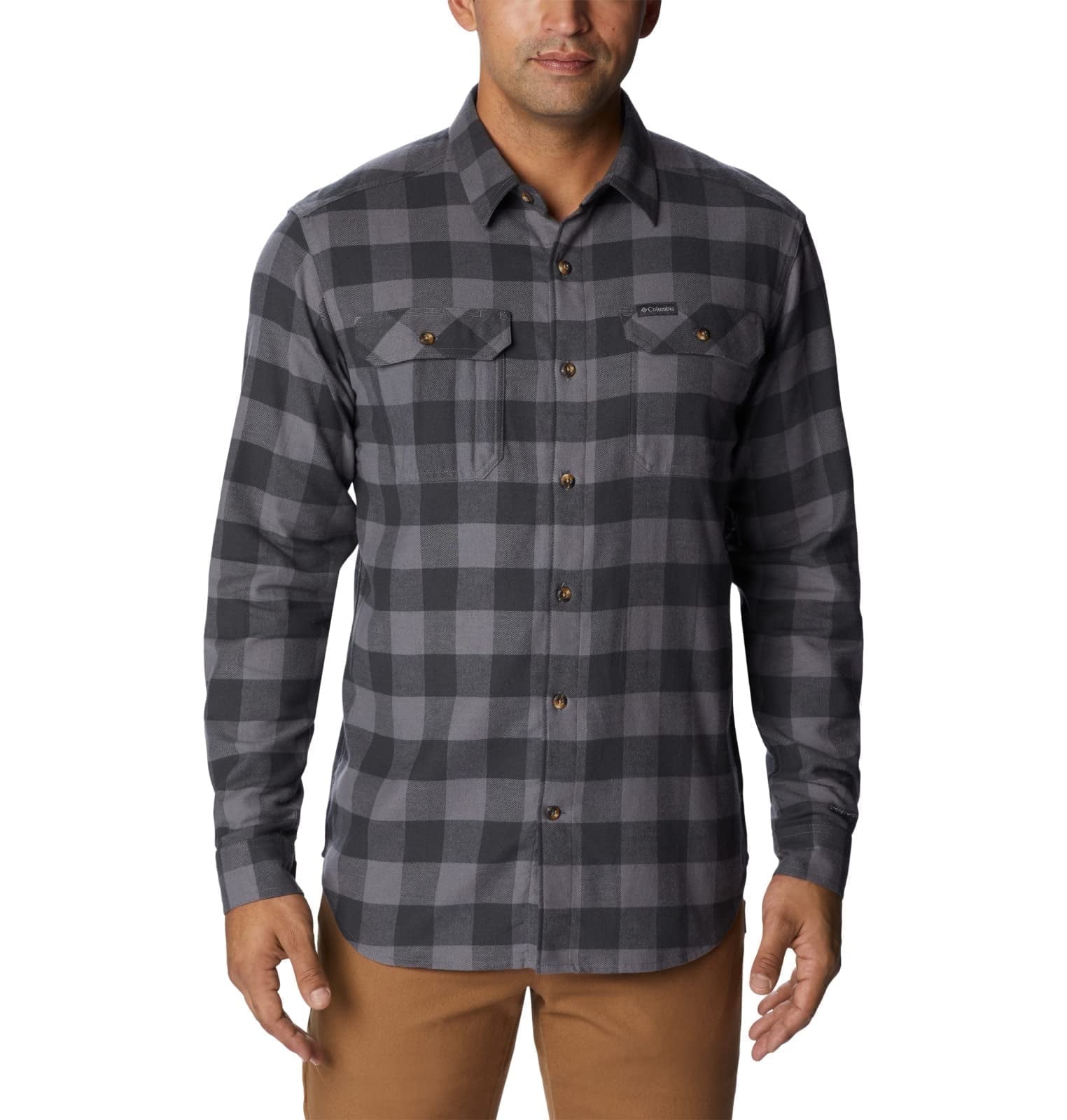 Columbia Mens Flare Gun Stretch Flannel, City Grey Twill Buffalo Check ...