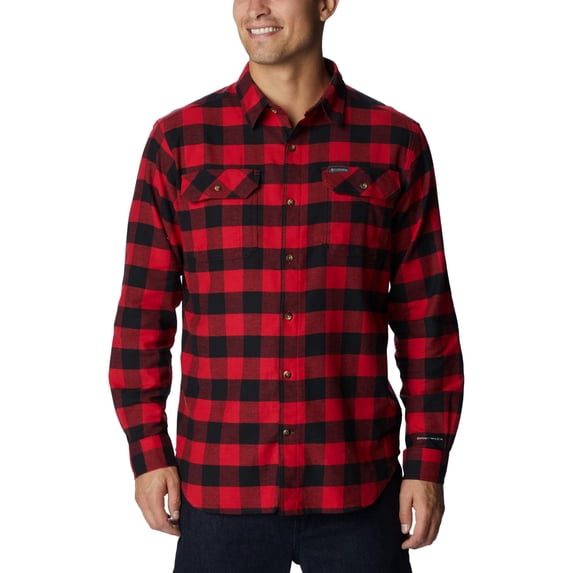 Columbia Mens Flare Gun Stretch Flannel, Mountain Red Twill Buffalo ...