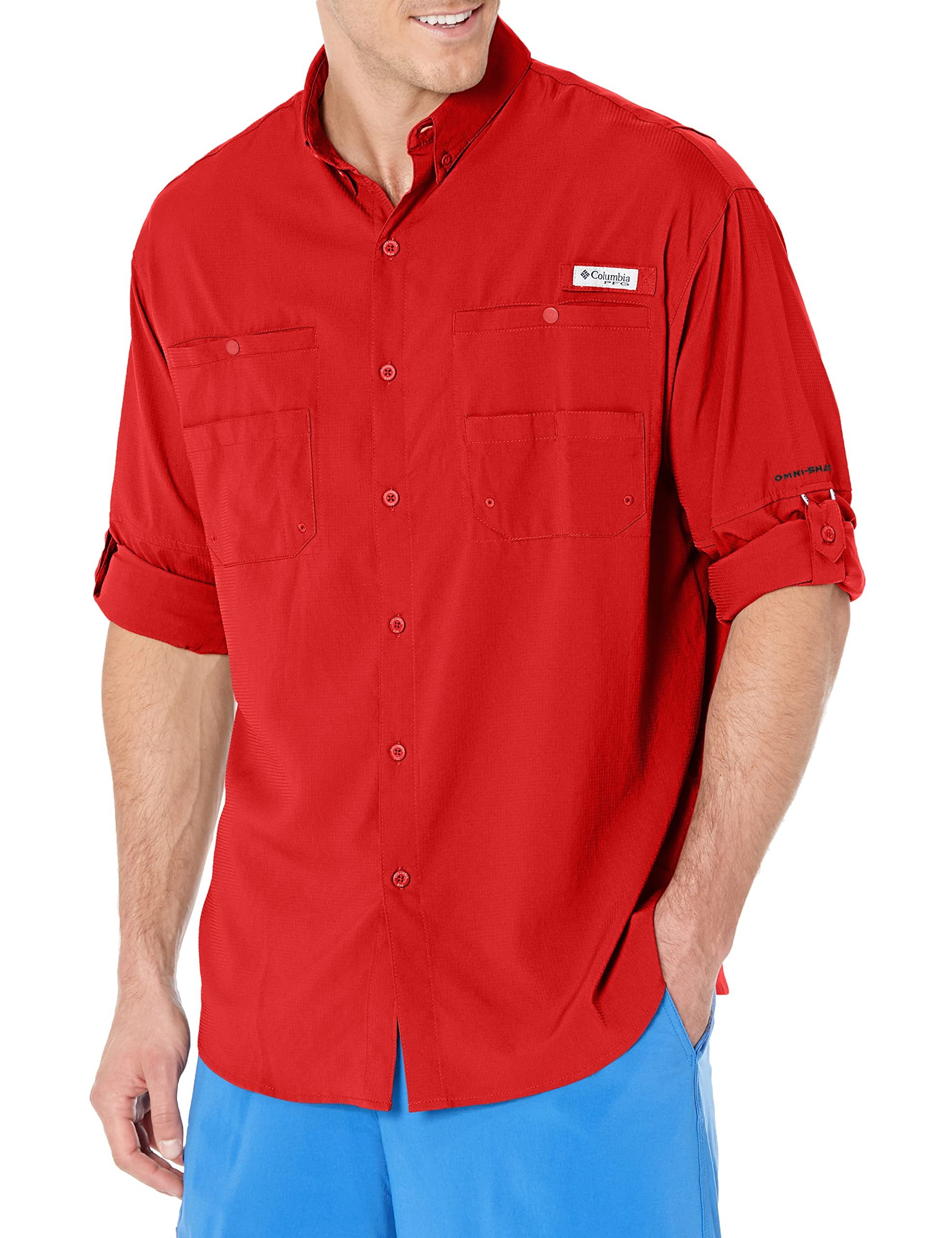 Columbia Mens PFG Tamiami II Long Sleeve Shirt Big, Red Spark, 6X ...