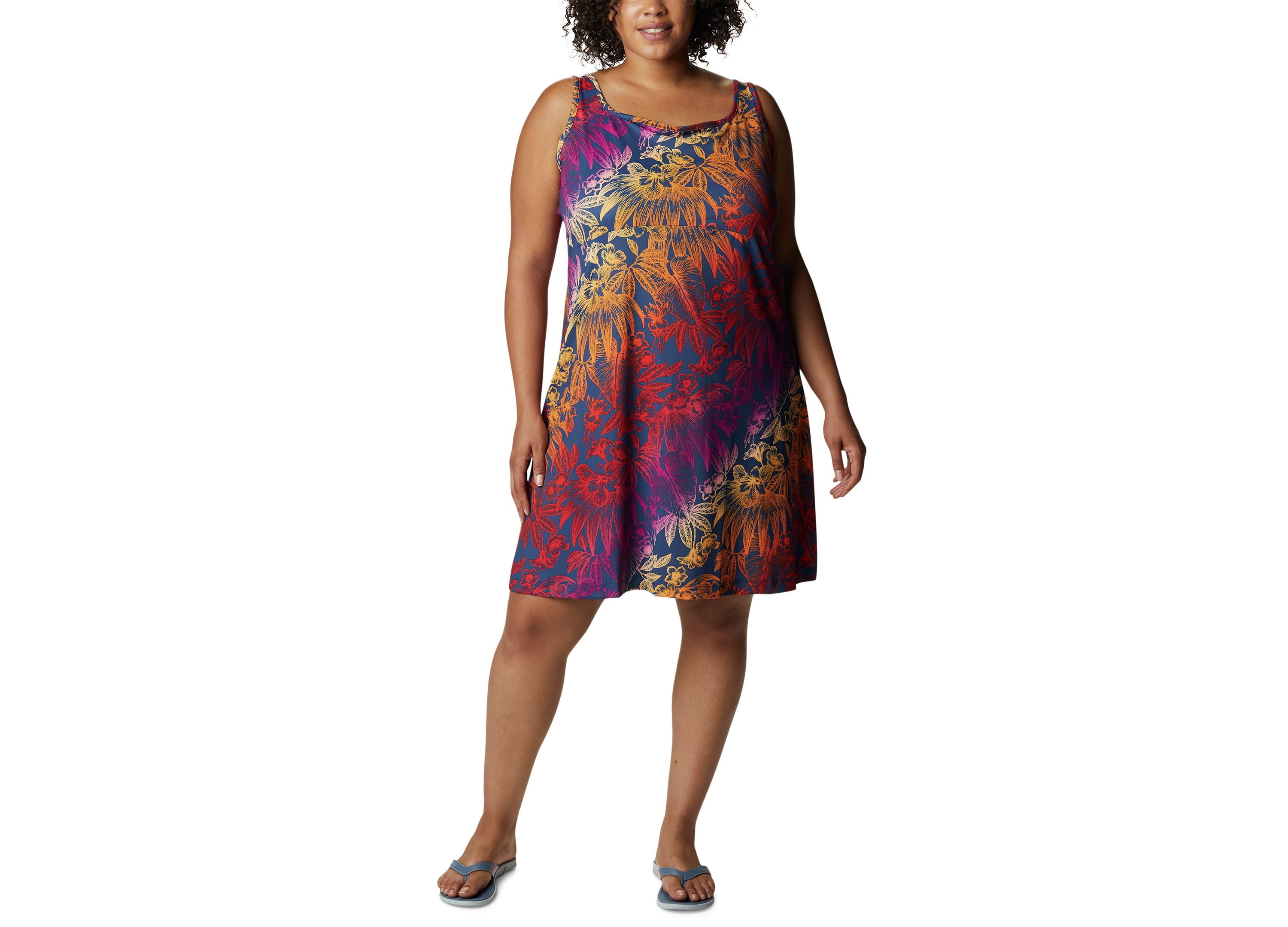 Columbia Pfg Plus Size Active Printed Freezer Iii Dress Carbon Tropic ...