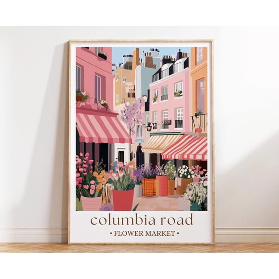 Columbia Road Flower Market Poster, London Floral Street Art, Unframed ...
