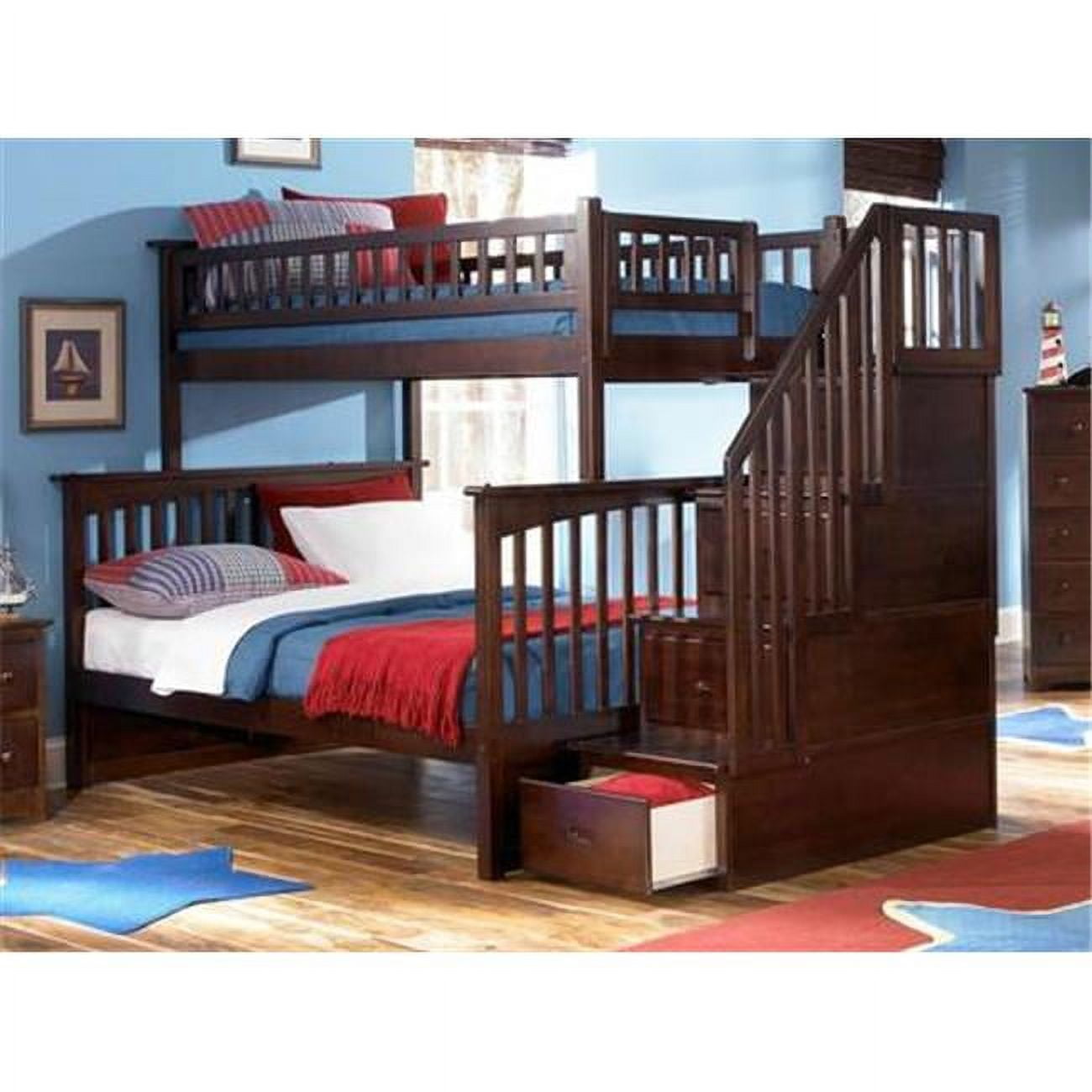 Columbia Stair Bunk, Twin Over Full Size - Antique Walnut - Walmart.com