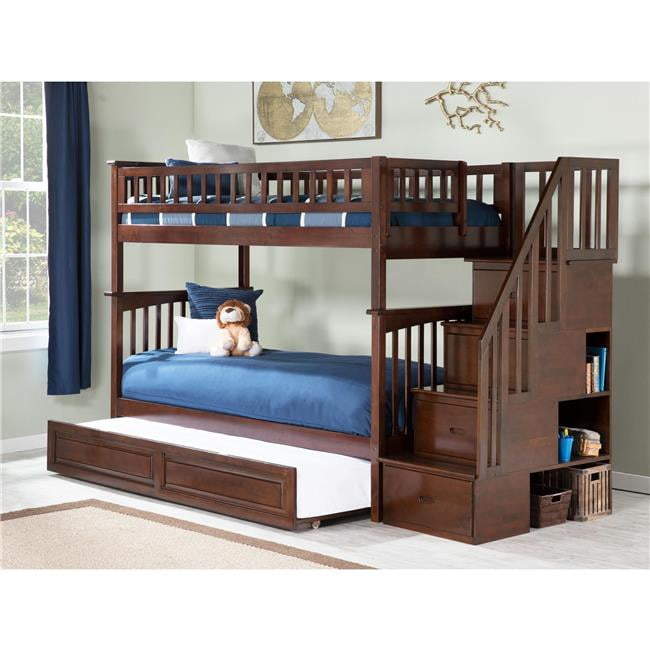 Columbia Staircase Bunkbed with Raised Panel Trundle Bed, Twin over ...