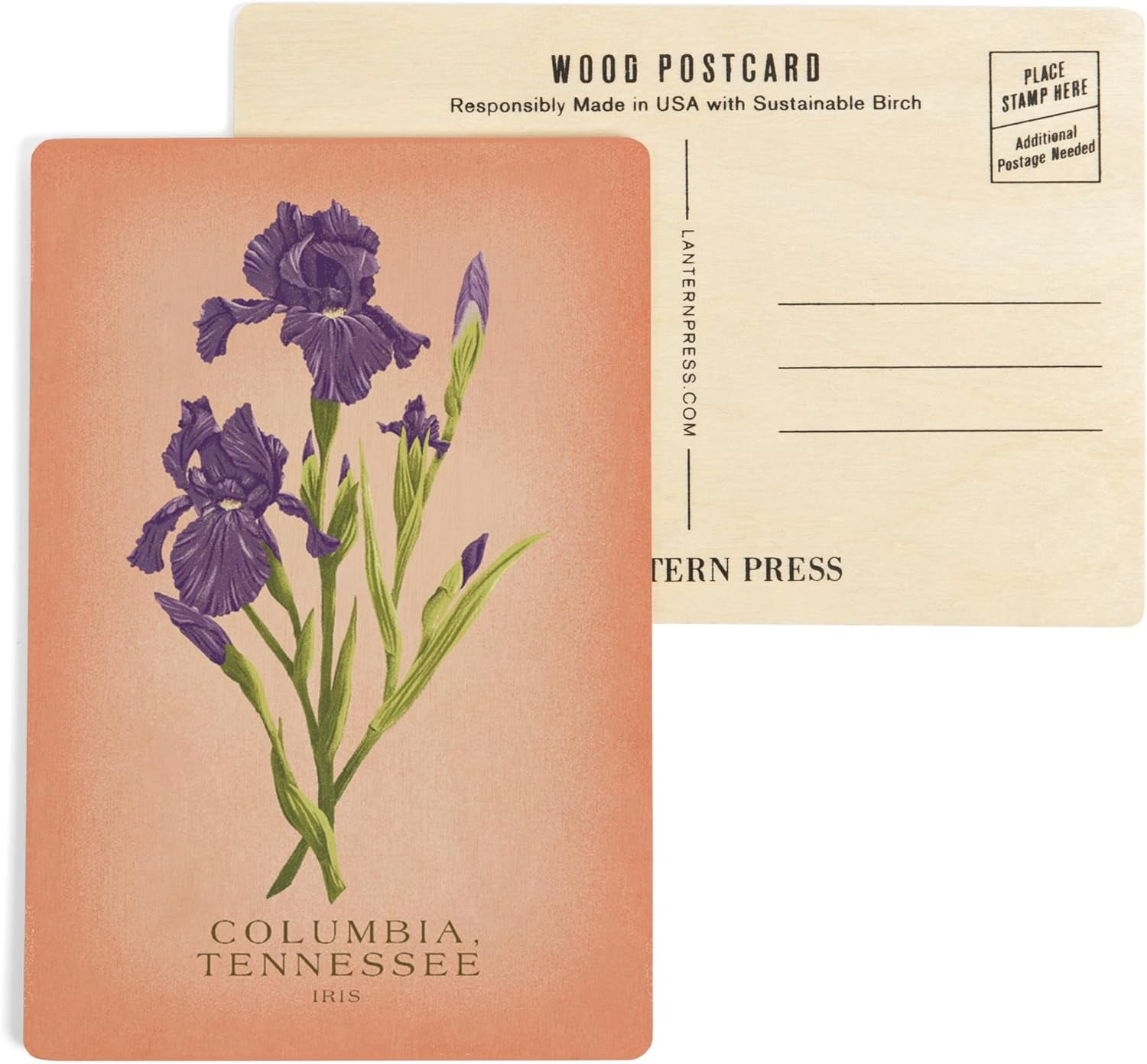 Columbia, Tennessee, Vintage Flora, State Series, Iris (4x6 Birch Wood ...