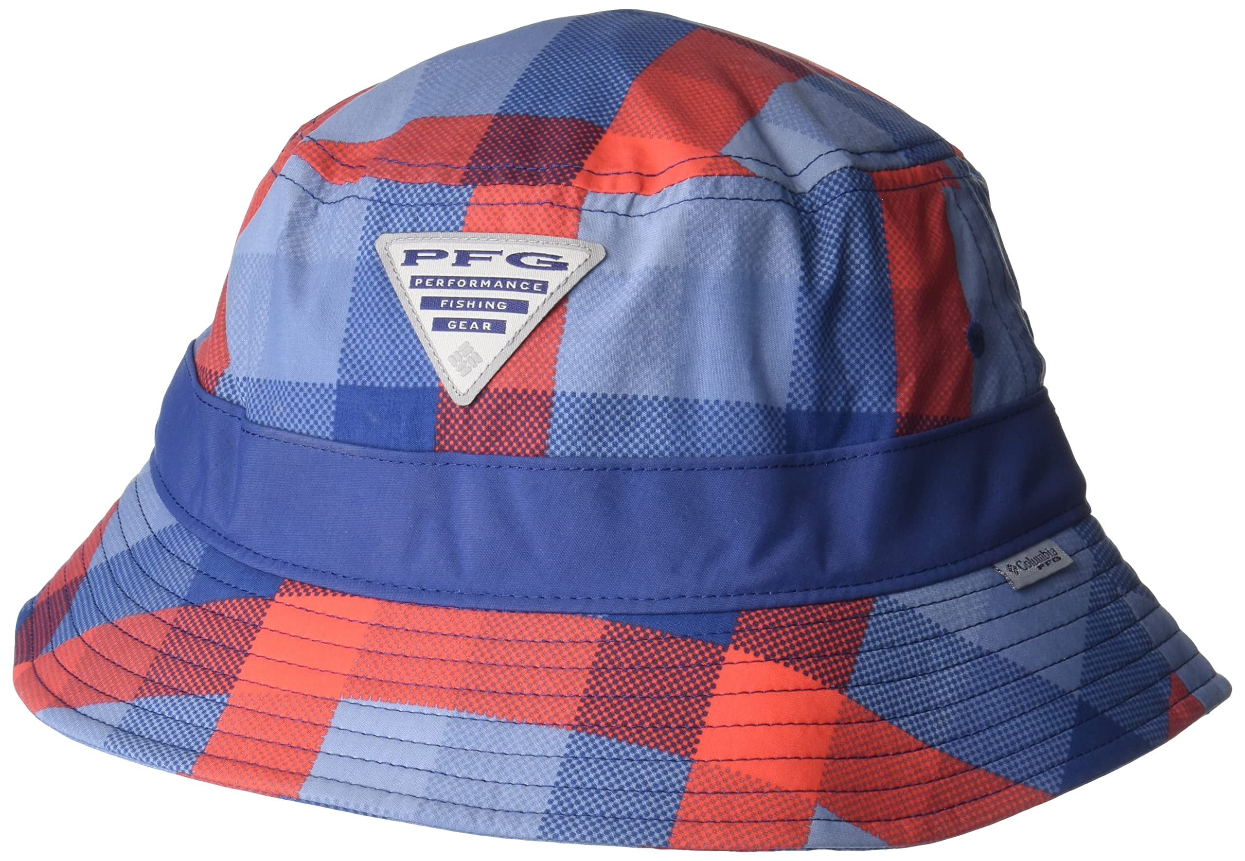 Columbia Unisex PFG Slack Tide Bucket Hat, Carbon Mid Gingham/Carbon ...