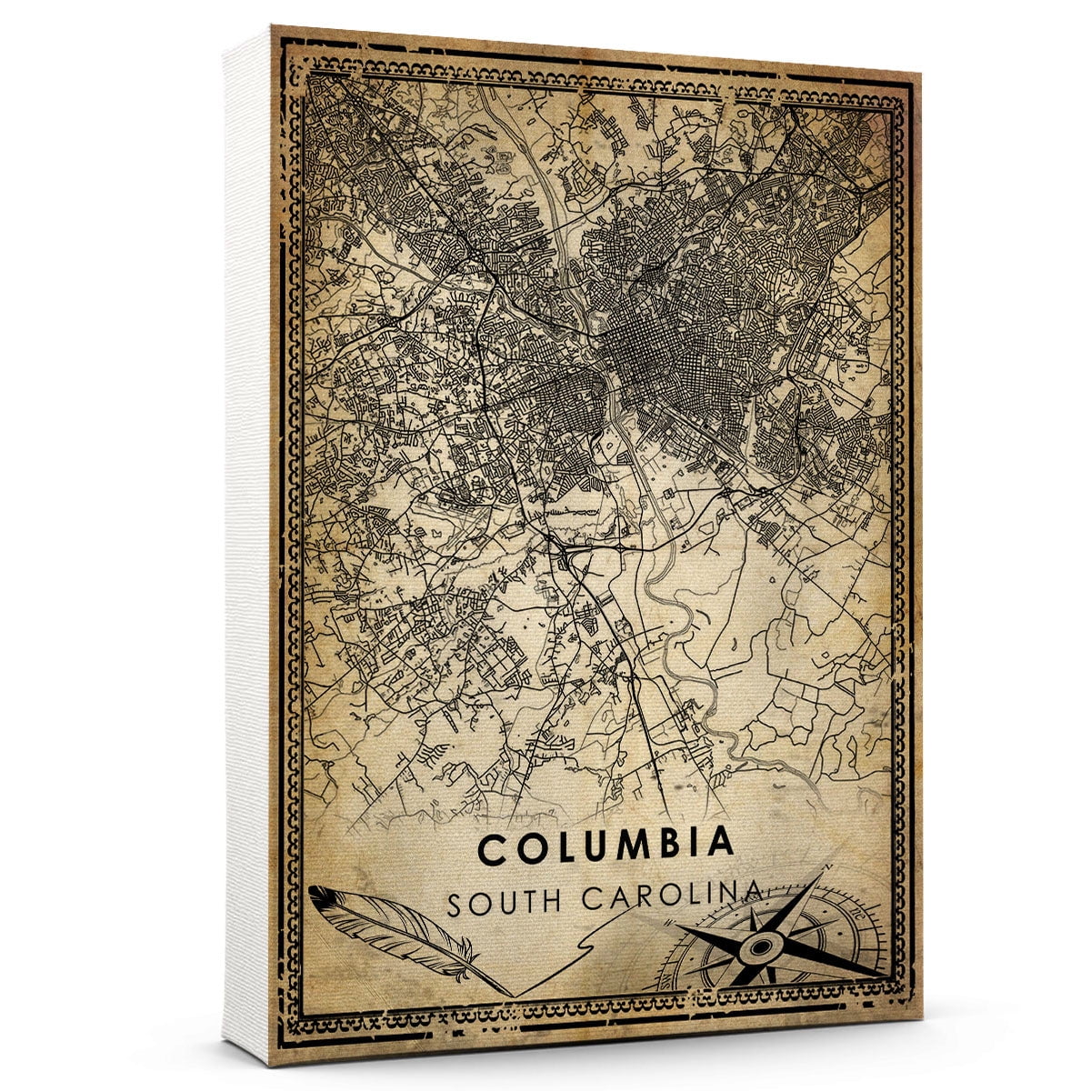 Columbia Vintage Map Prints Canvas, Columbia Map Art Canvas, Canvas ...