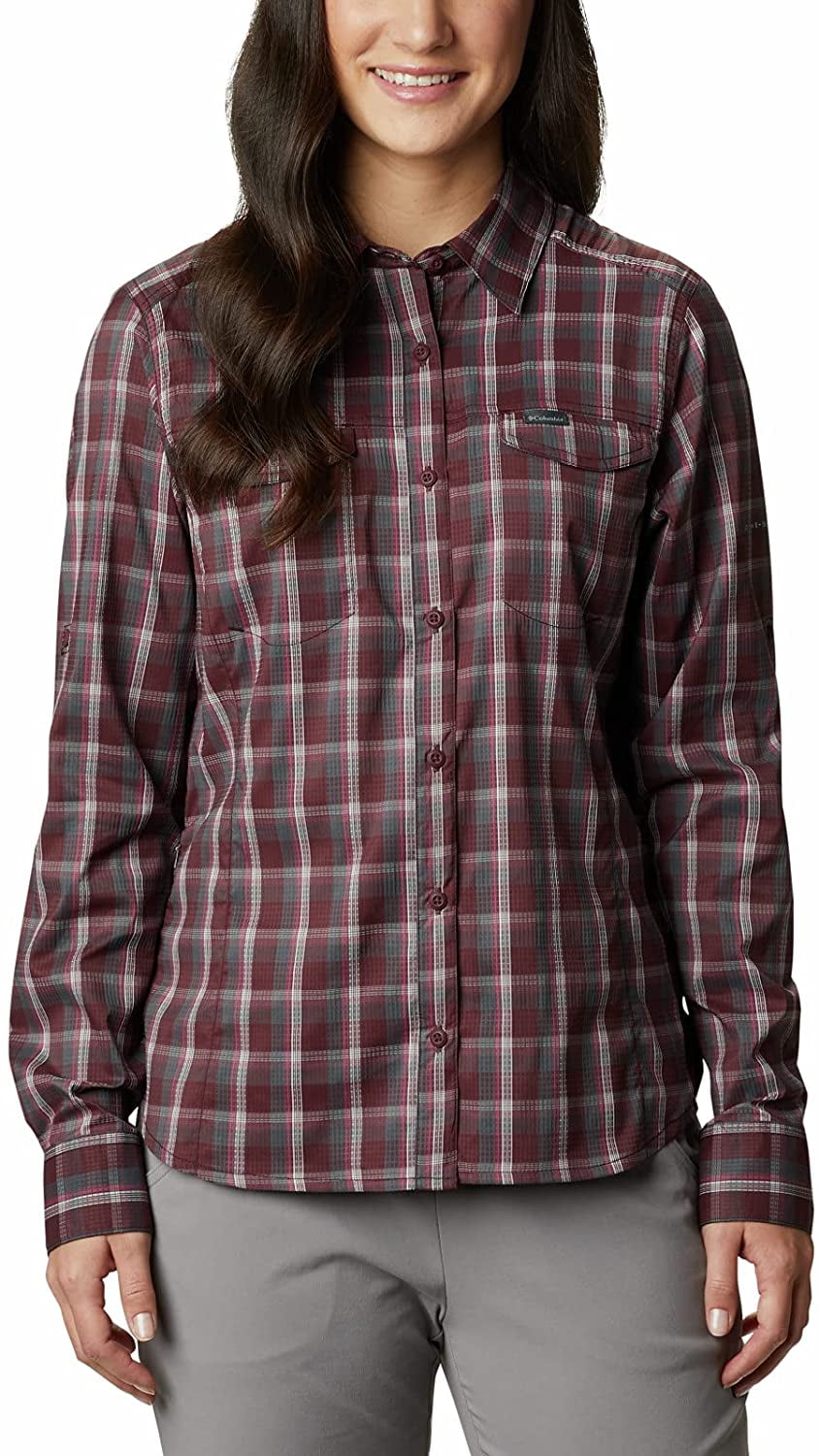 Columbia Women's Silver Ridge Lite Plaid LS Shirt, Medium - Malbec ...