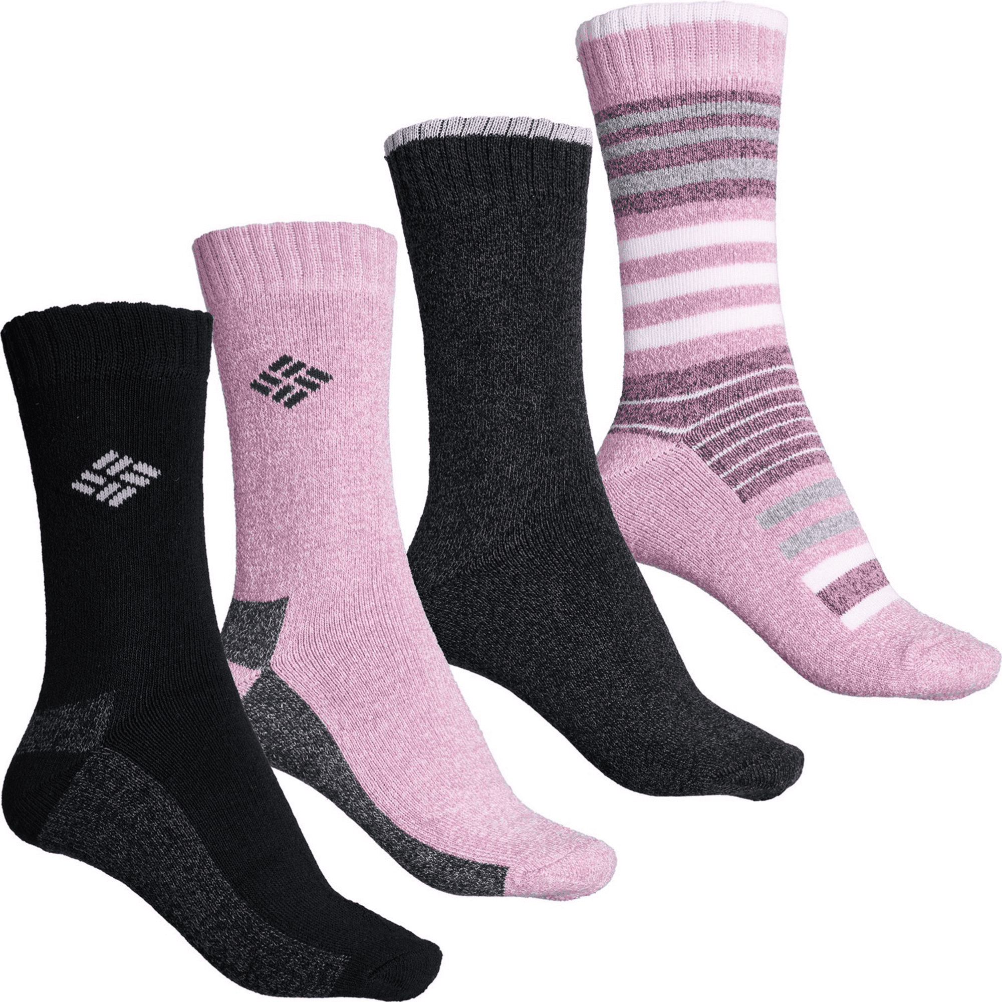 Columbia Womens Moisture Control Crew Socks, 4-pair Socks, Haute Pink ...
