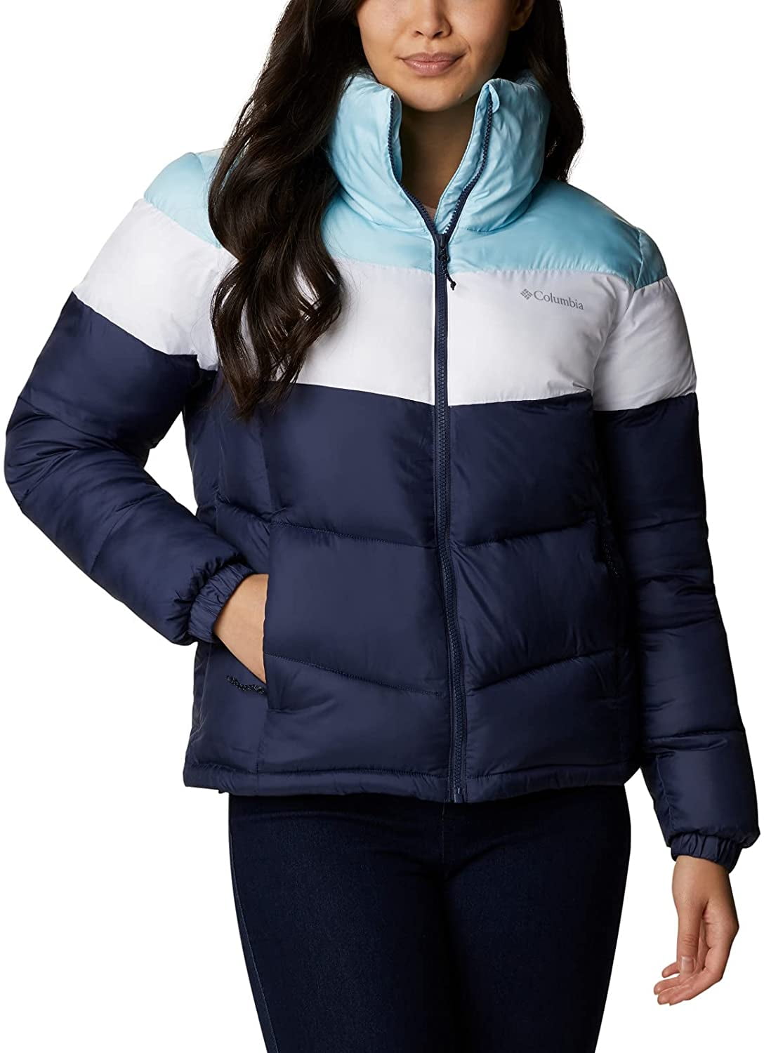 Columbia Womens Puffect Color Blocked Jacket Nocturnal/White/Spring ...