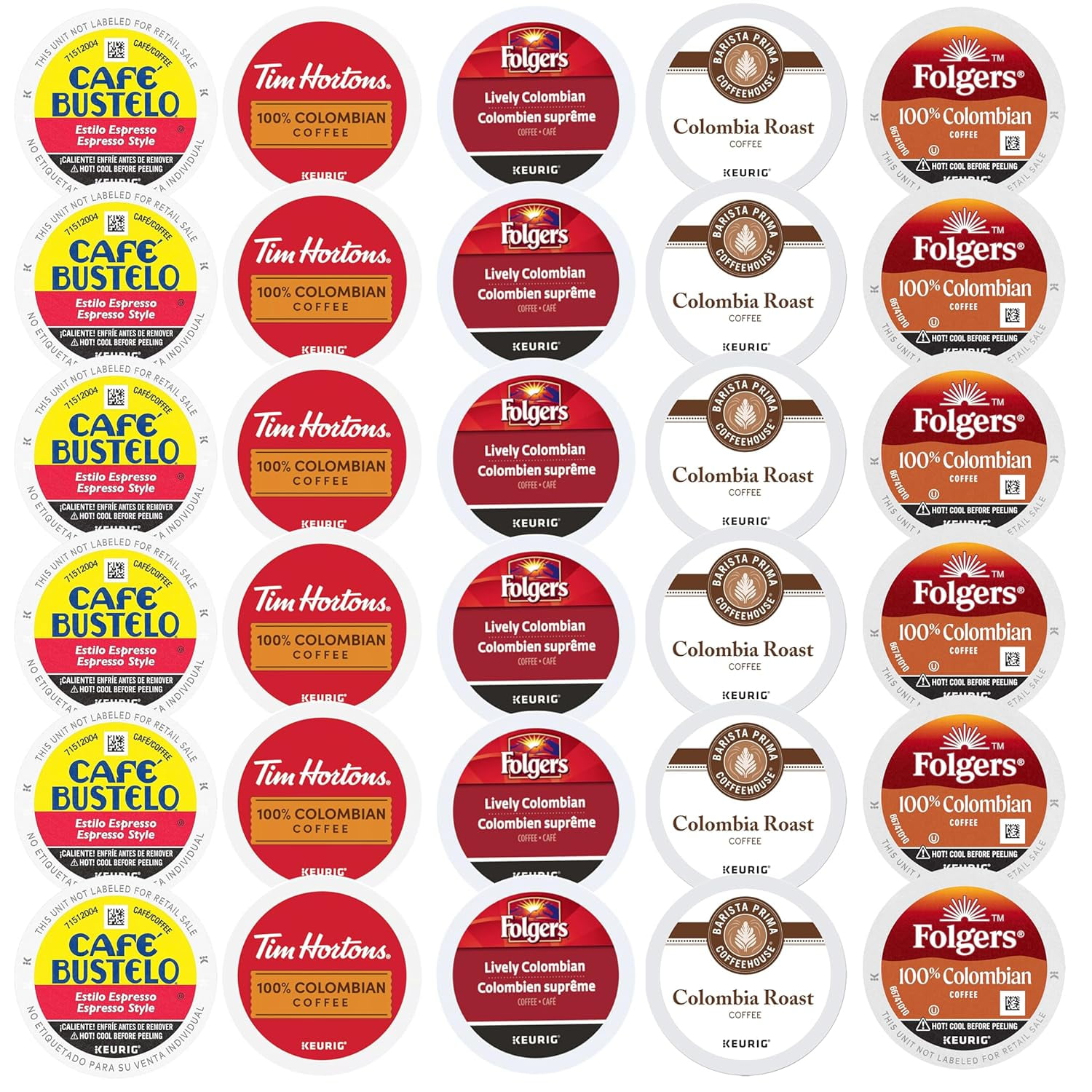 Columbian Coffee K-Cup Variety Sampler Value Pack (30ct) - Five ...