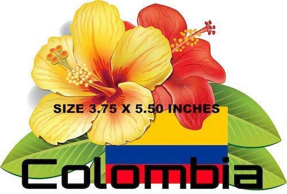 Columbian Flag Sticker (Pack of 2) Vinyl Decal, Colombia "Amapola ...