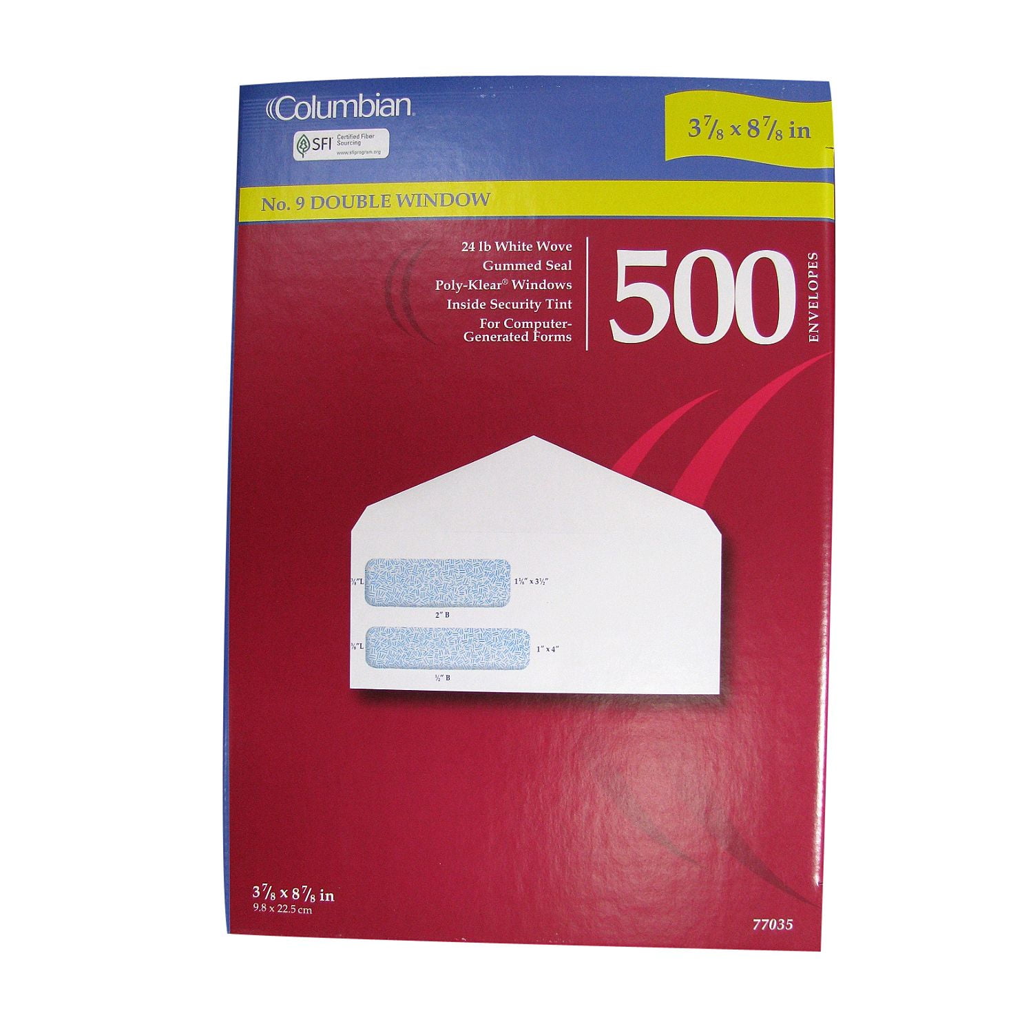 Columbian Poly-Klear White No. 9 Double Window Envelopes - 500 ct ...