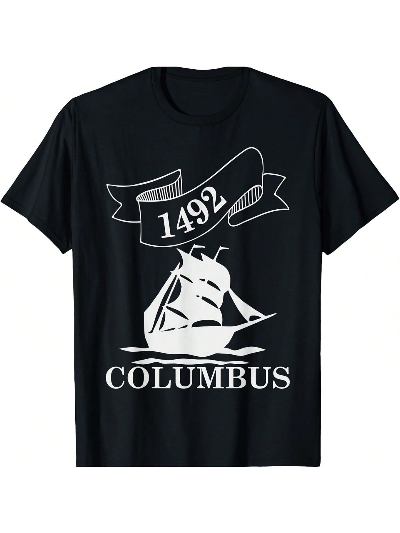 Columbus 1492 - Columbus Day T-Shirt Short Sleeve Crew Neck Casual Top ...