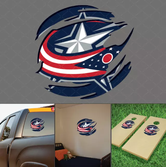 Columbus Blue Jackets Distressed Scratched Decal, Torn Ripped Tattered ...
