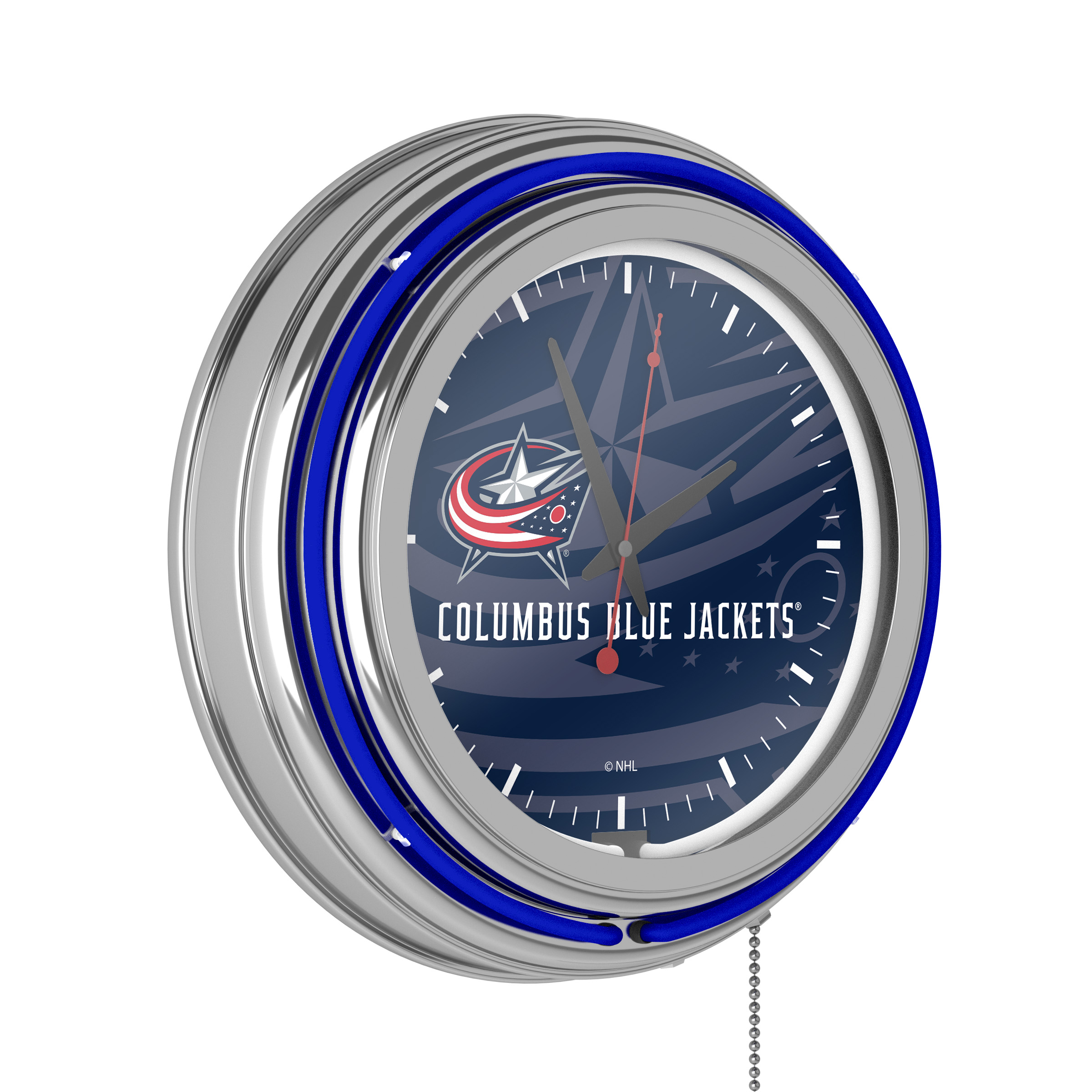 Columbus Blue Jackets Watermark Retro Neon Analog Wall Clock with Pull ...