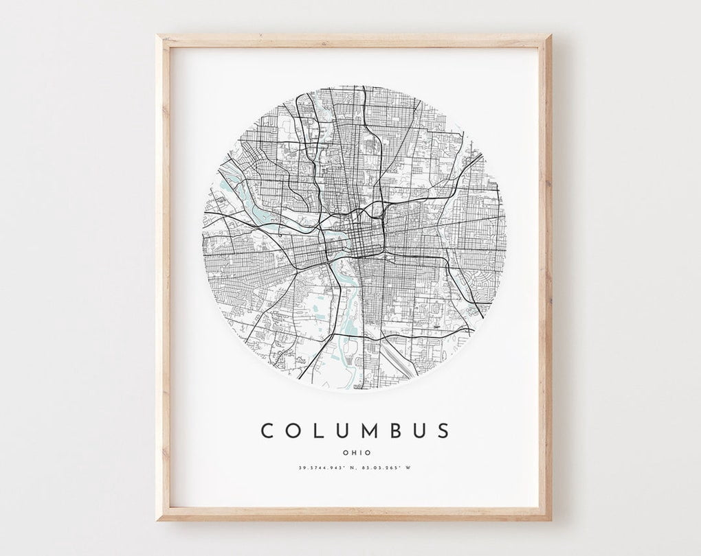 Columbus Map Print, Columbus Map Poster City Wall Art, Oh Road Map ...