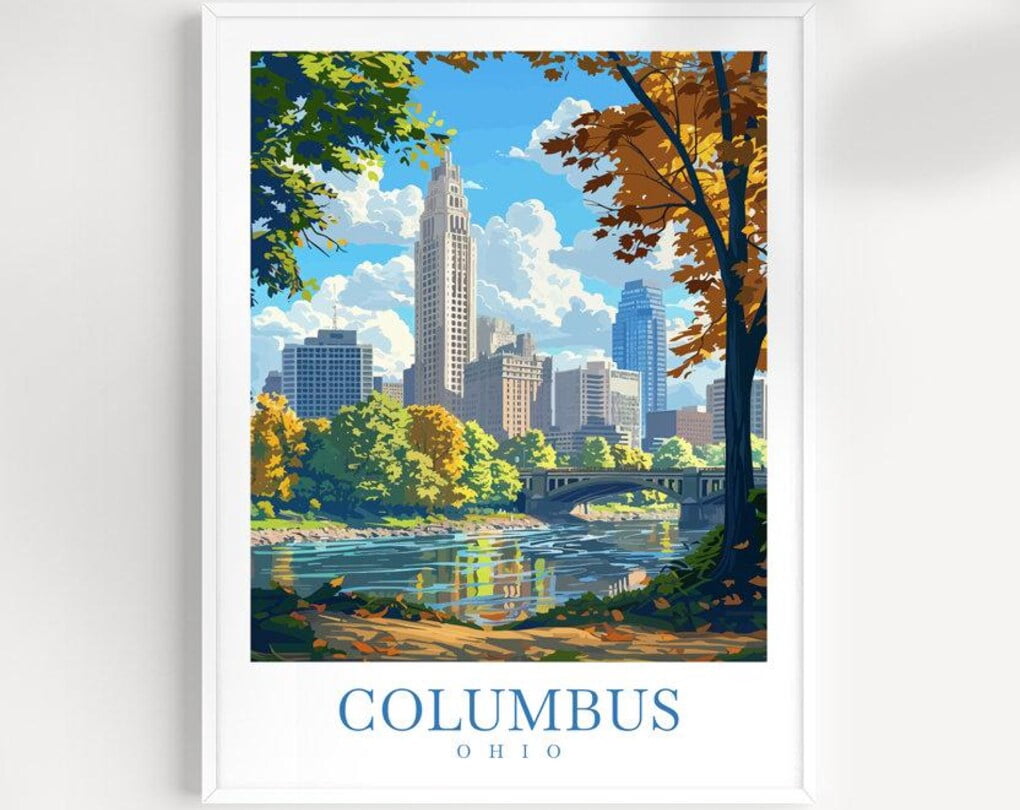 Columbus Travel Print Ohio Poster Wall Art Columbus Wall Hanging Home ...