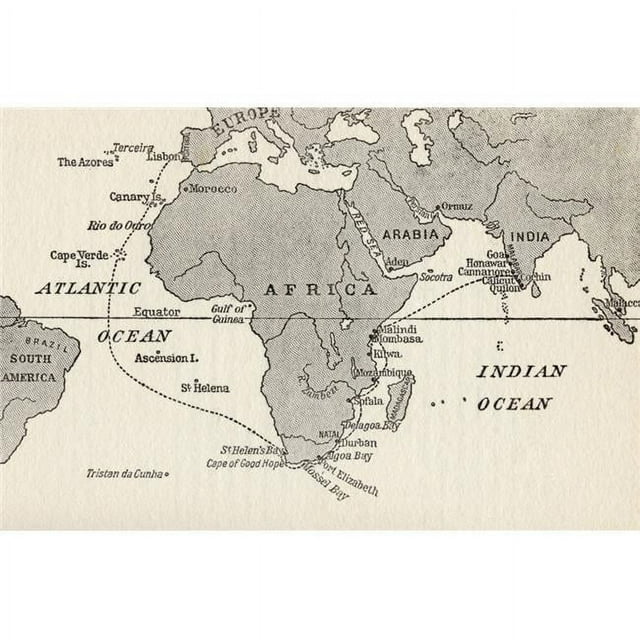 Columbus & Vasco Da Gama Sketch Map Poster - Large - Walmart.com