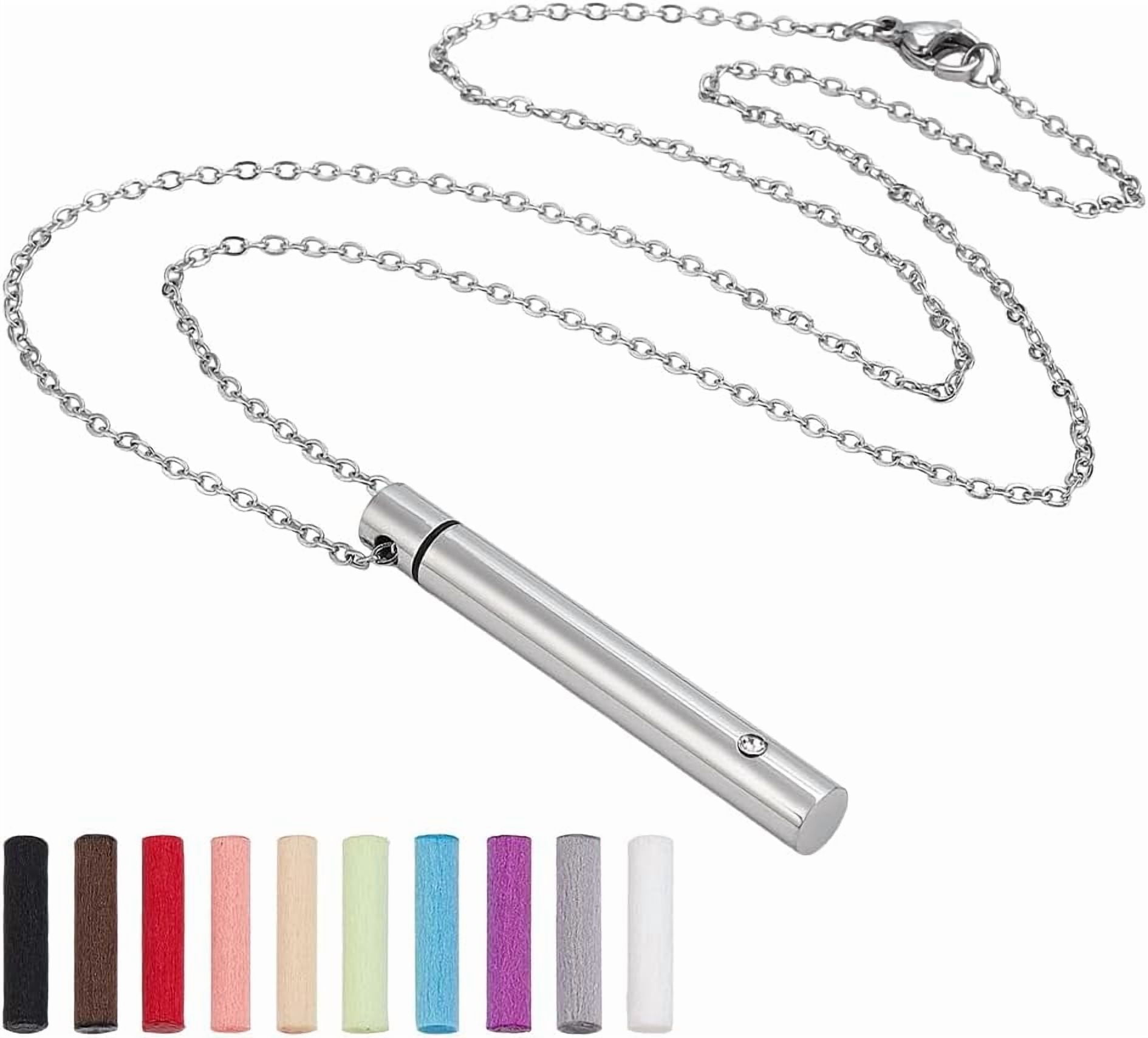 Column Essential Oil Necklace with 10Pcs Fibre Perfume Pads 20.35 inch ...