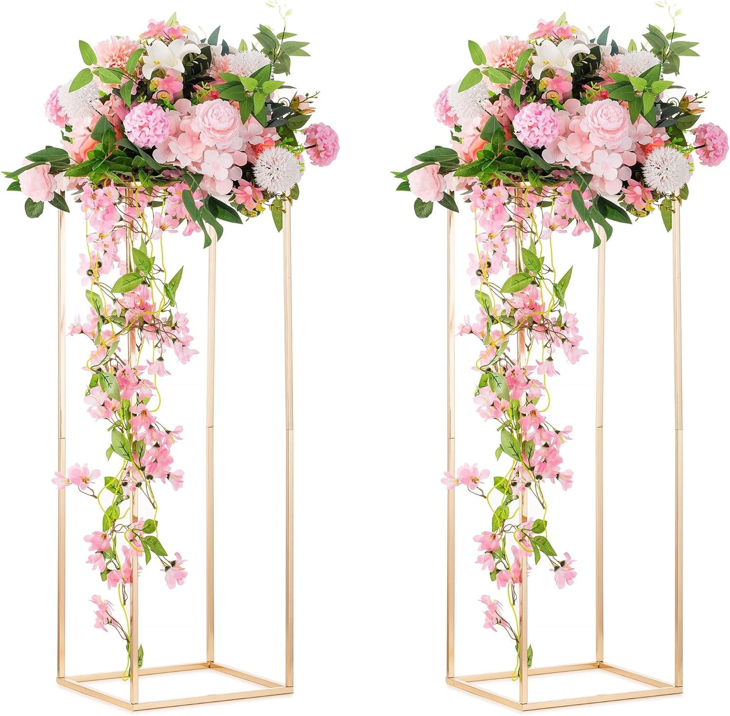 Column Vases Wedding Centerpieces for Tables - 2 Metal Flower Stand ...