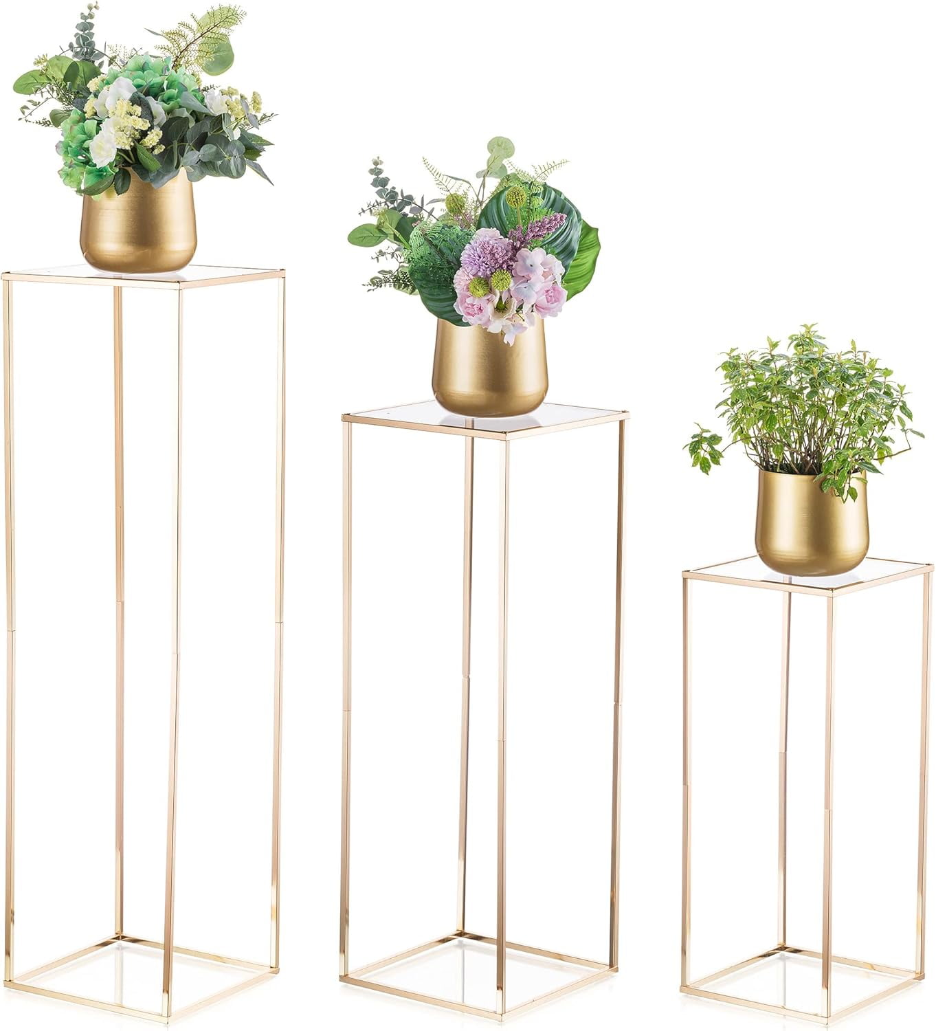 Column Vases Wedding Centerpieces for Tables - 2 Pcs Metal Flower Stand ...