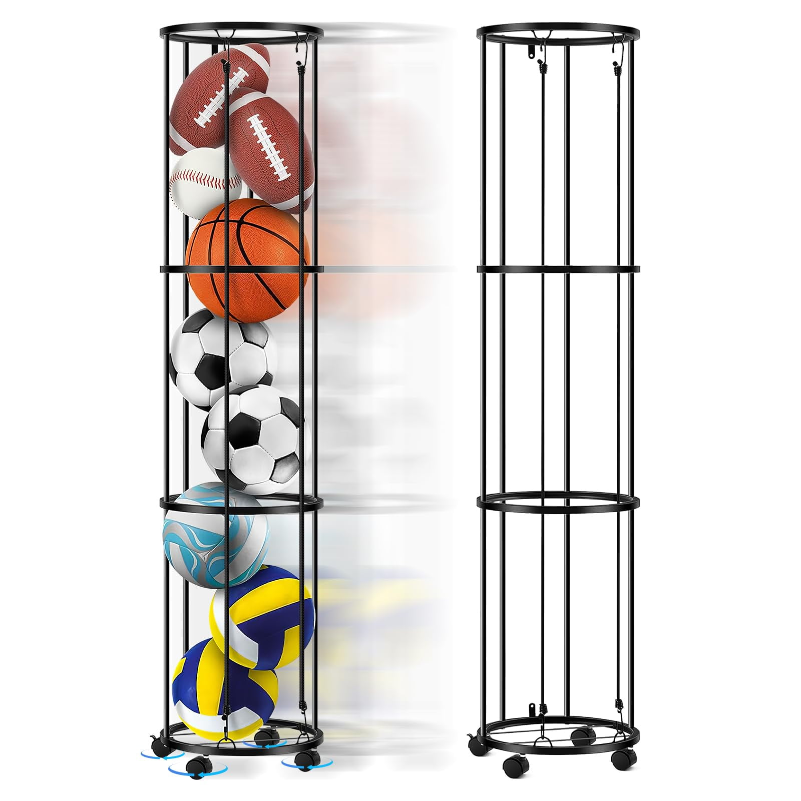 Columnar Vertical Ball Storage Racks with Wheels-NEW Durable Rolling ...