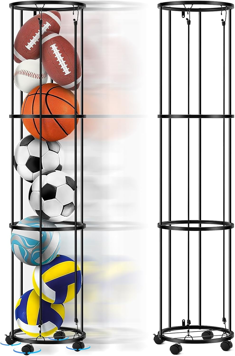 Columnar Vertical Ball Storage Racks with Wheels-New Durable Rolling ...