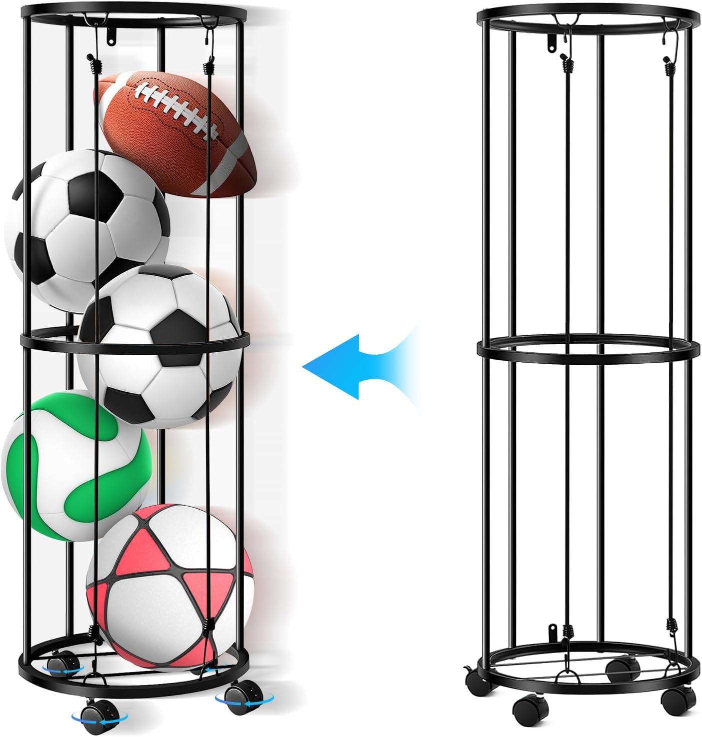 Columnar Vertical Ball Storage Racks with Wheels-New Durable Rolling ...