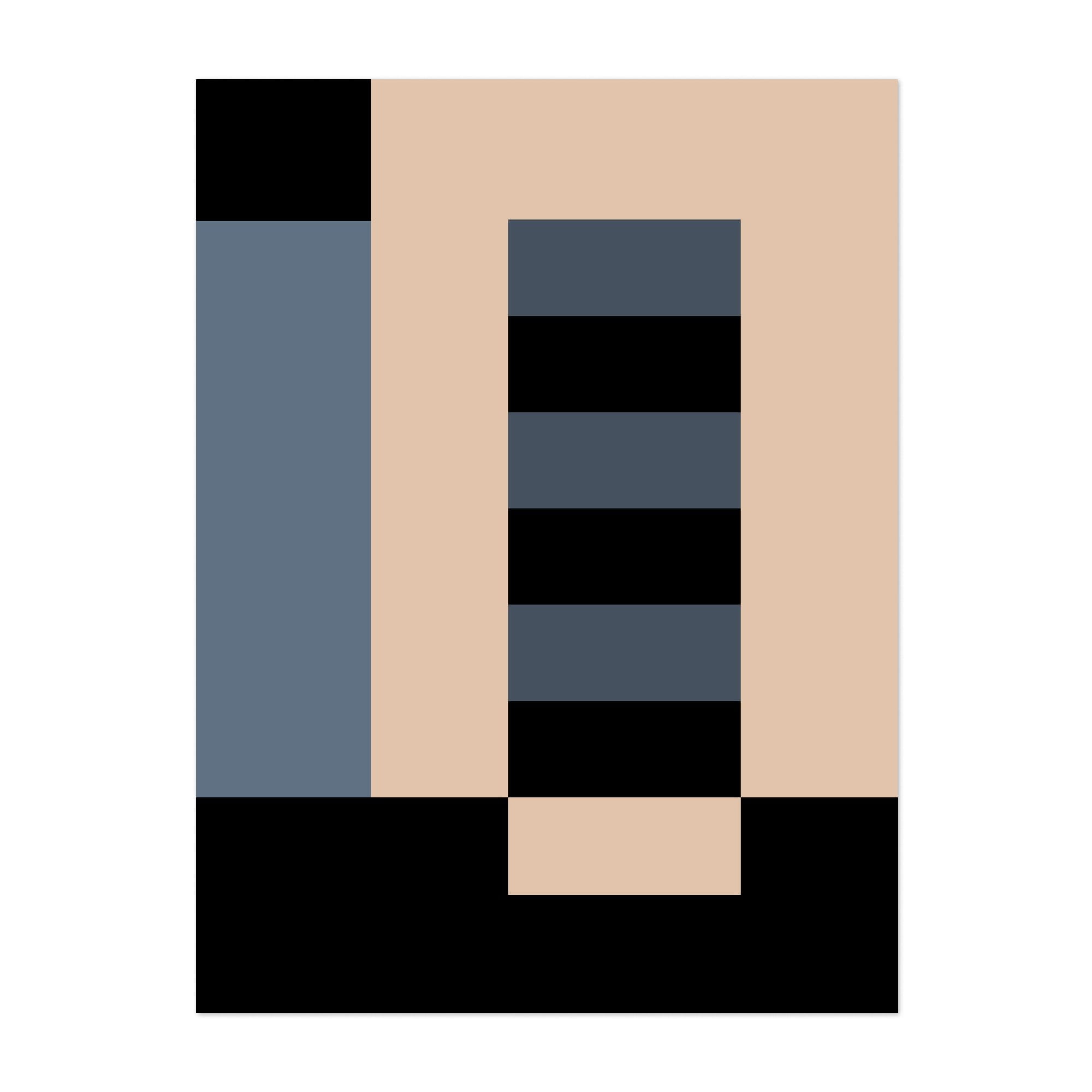 Columns Abstract Black Blue Cream B - Digital Art Geometric Abstract ...