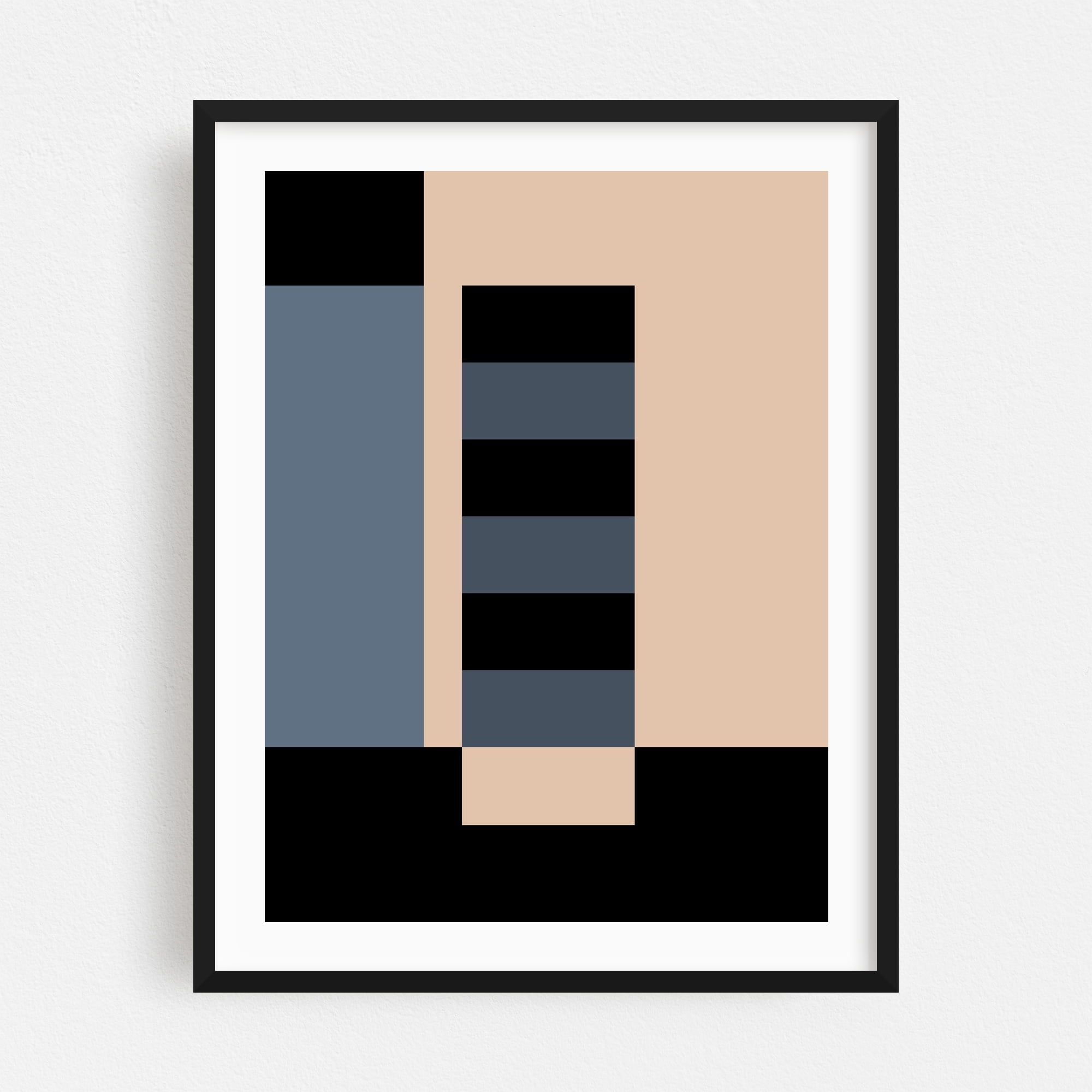 Columns Abstract Black Blue Cream A - Digital Art Geometric Abstract ...